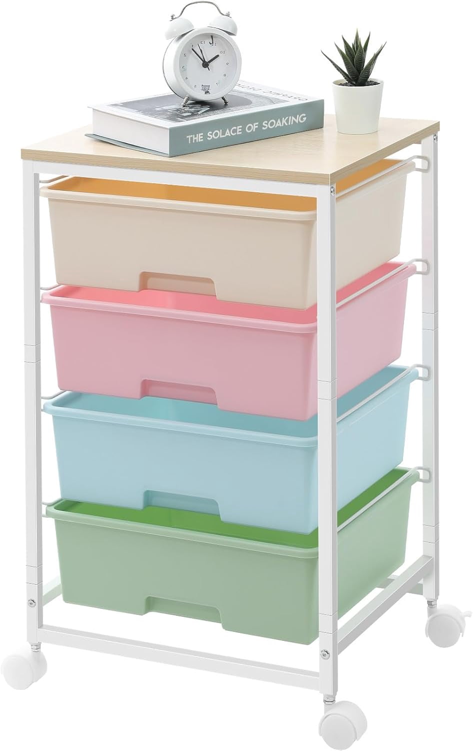 Utility Cart with 4 Drawers,Rolling Storage Cart with Drawers,Storage ...