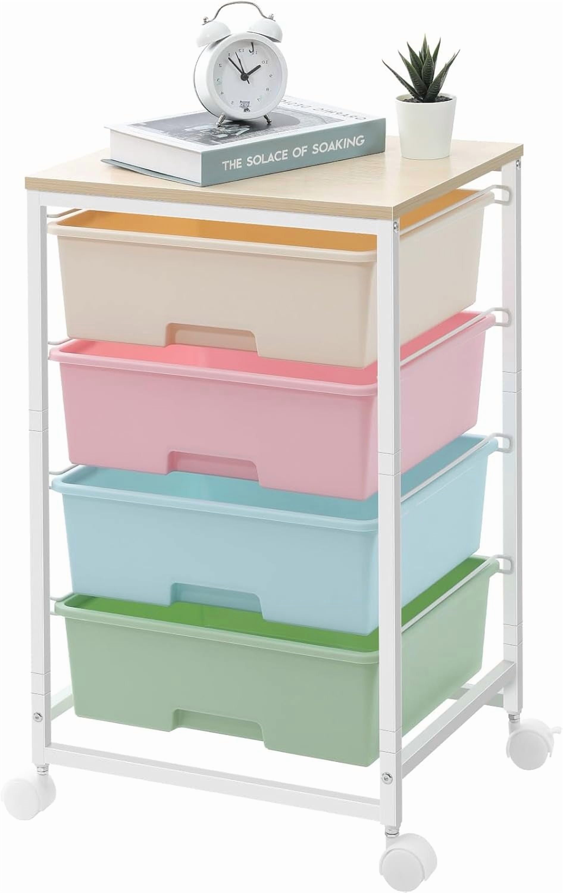 Utility Cart with 4 Drawers,Rolling Storage Cart with Drawers,Storage ...