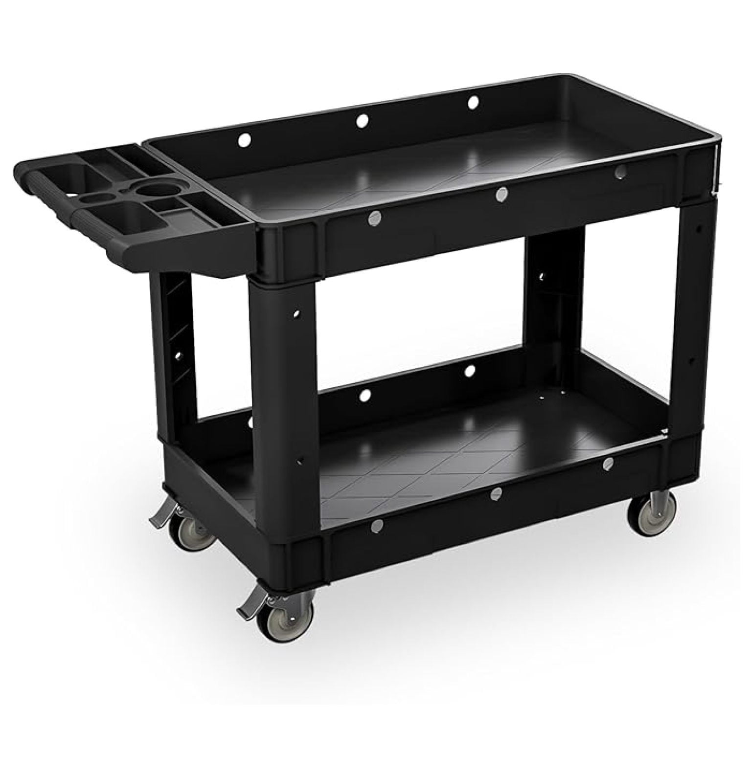 Utility Cart with Wheels - Heavy Duty 2-Shelf Rolling Cart, Large ...