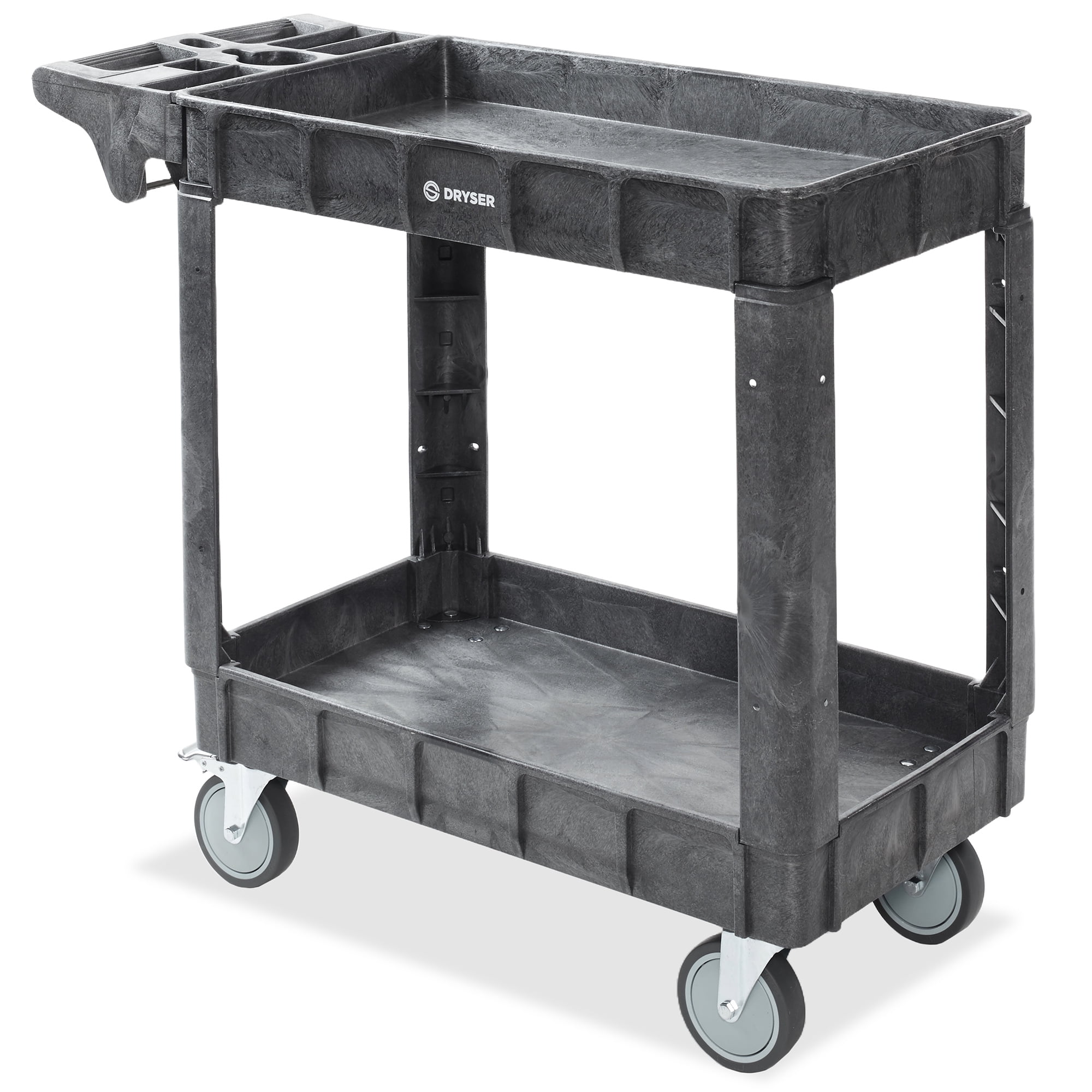 Utility Cart with Wheels, Heavy Duty 550 lb. Capacity with Shelves - 2 Tier Rolling Service Cart ...