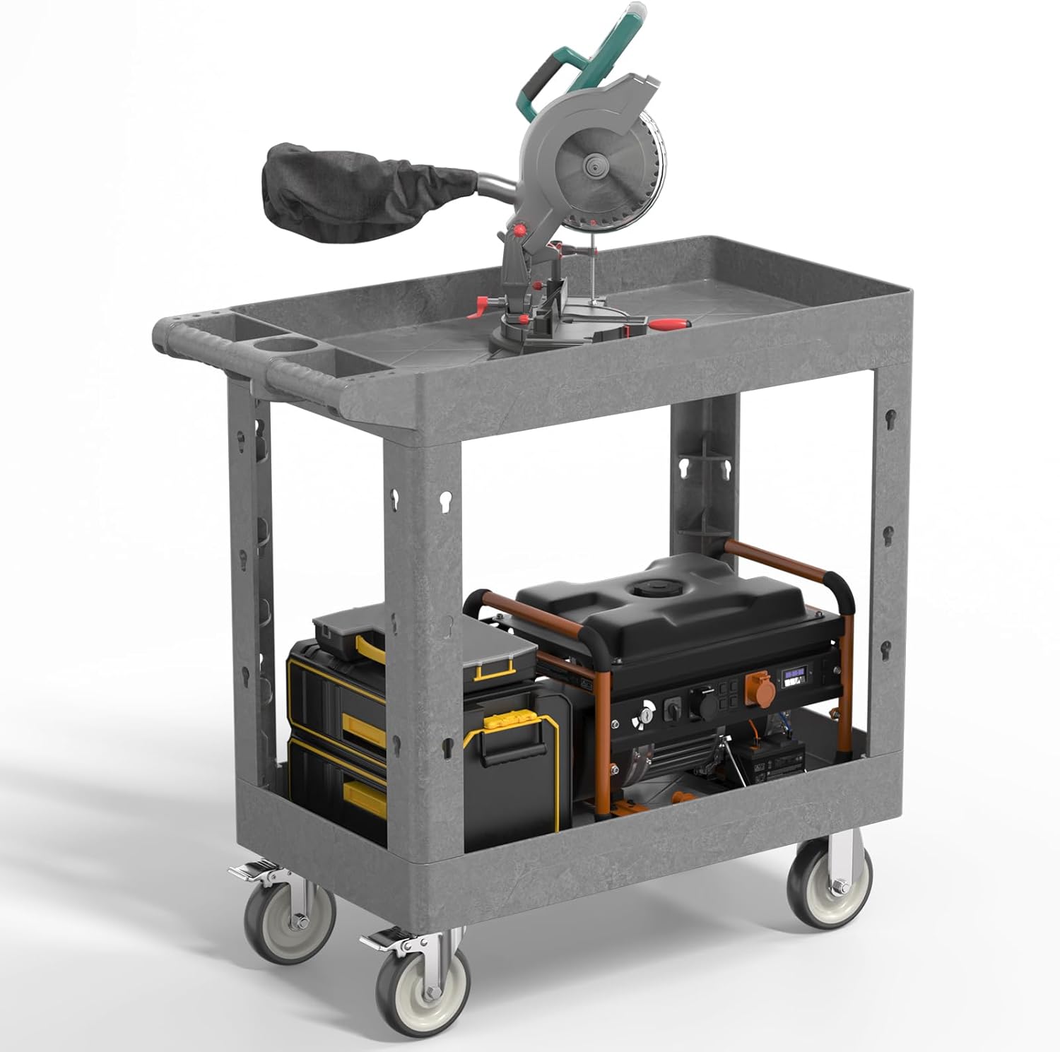 Utility Cart with Wheels - Heavy Duty Rolling Service Cart for ...