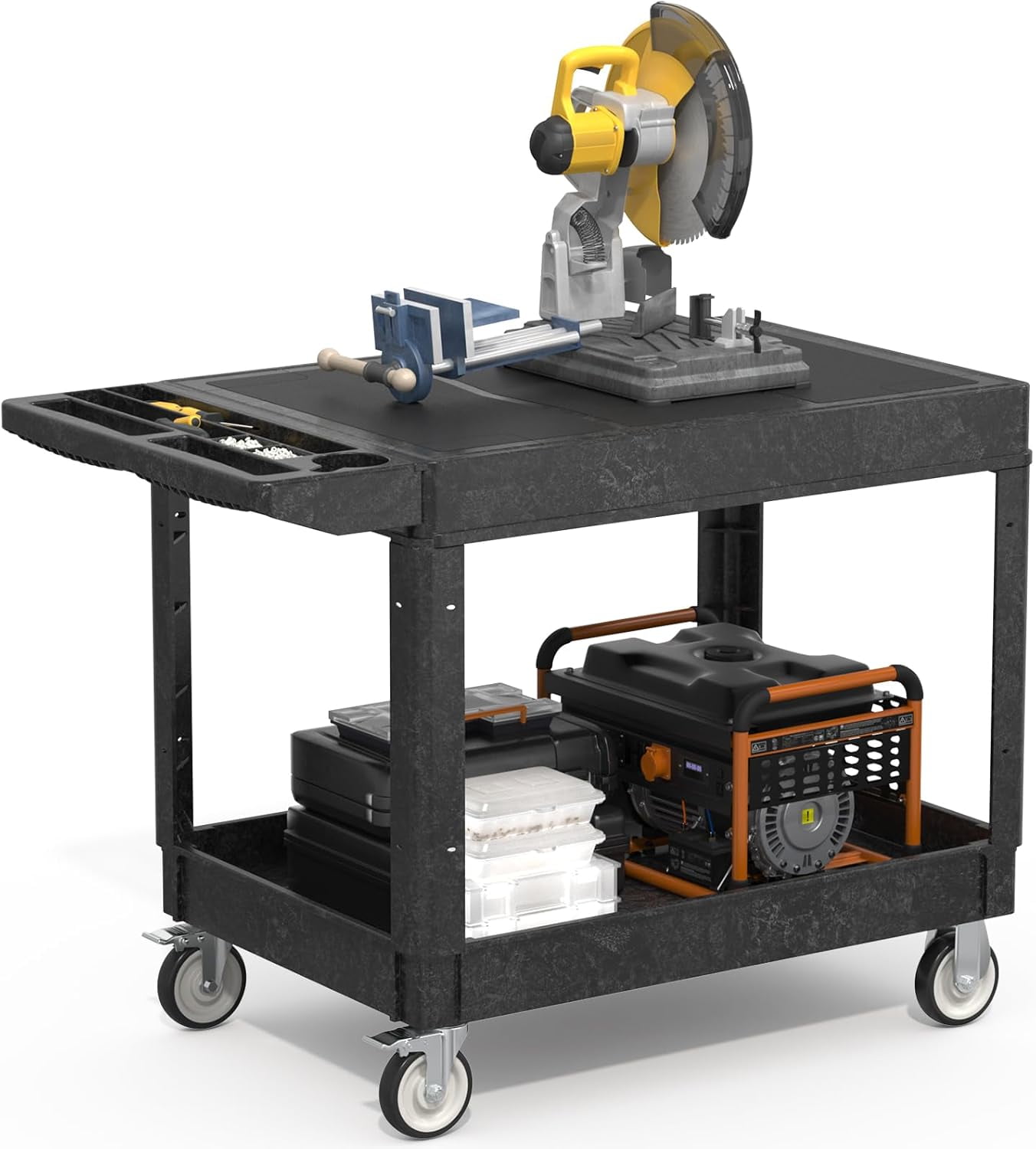 Utility Cart with Wheels - Heavy Duty Rolling Service Cart for ...