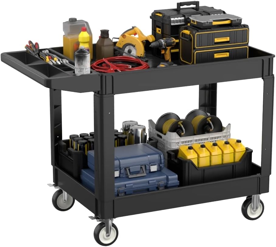 Utility Cart with Wheels - Heavy Duty Rolling Service Cart for ...