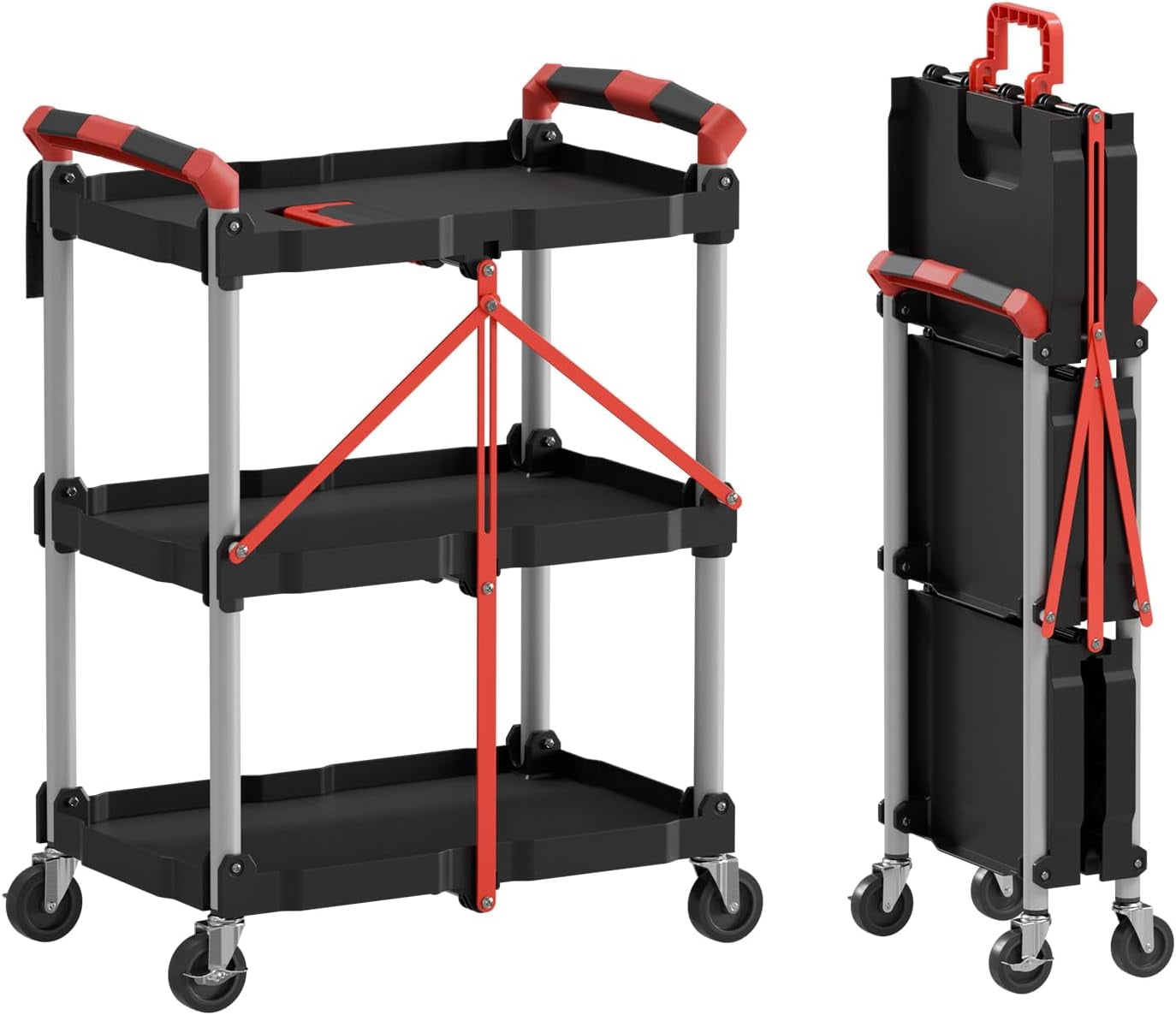 Utility Cart with Wheels - Heavy Duty Rolling Service Cart for ...