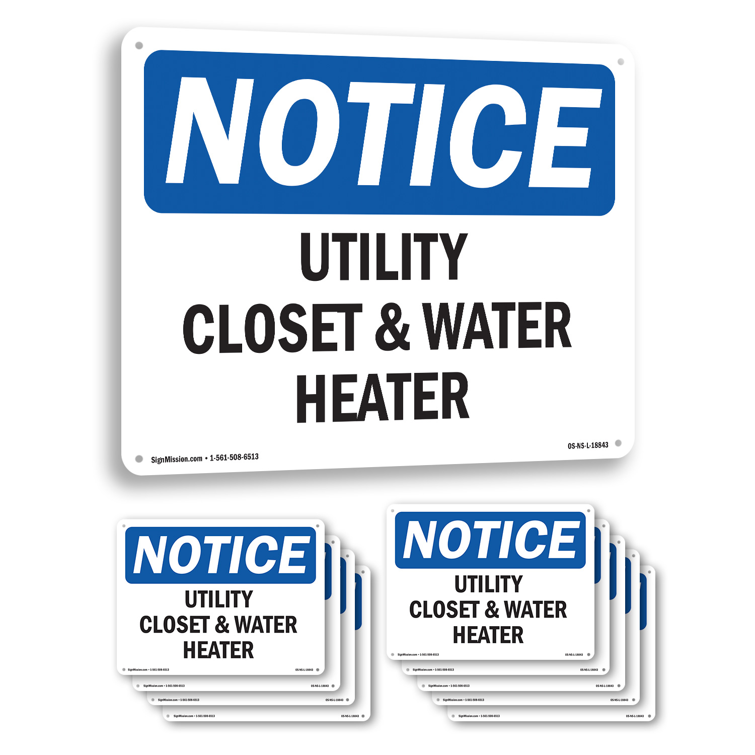 Utility Closet And Water Heater OSHA Notice Rigid Plastic Sign 24 Inch ...