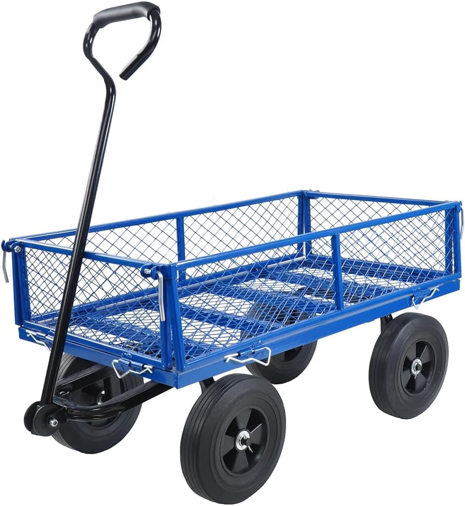 Utility Garden Cart Wagon, Heavy Duty 1200 Lbs Capacity Mesh Steel ...