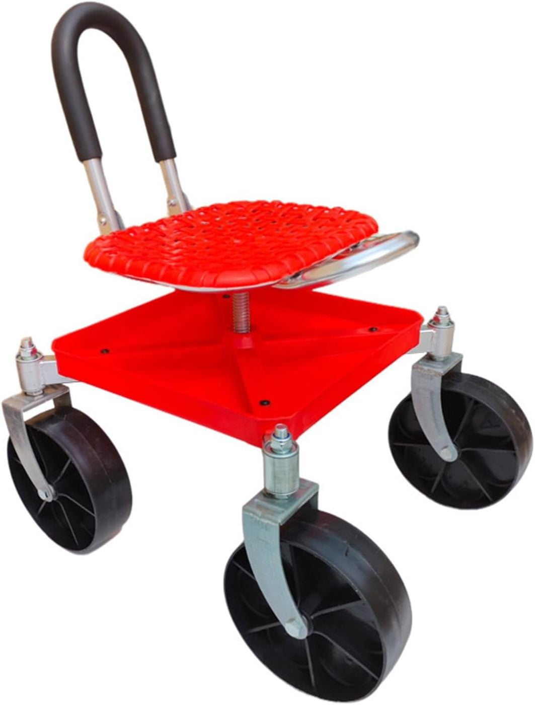 Utility Garden Stool Cart, Rolling Tool Seat with Storage Shelf ...