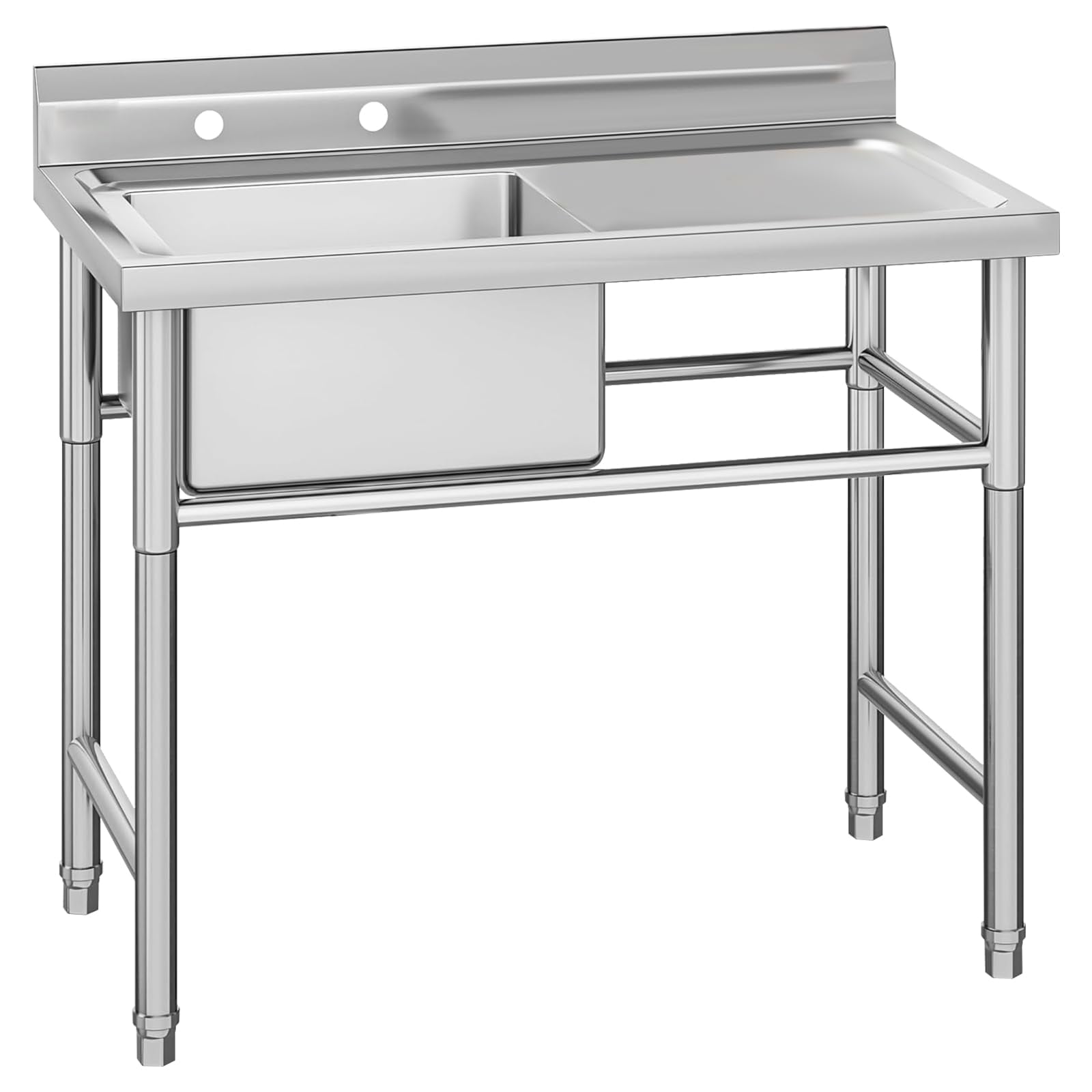 Utility Kitchen Sink, Stainless Steel Freestanding Commercial Sink with ...