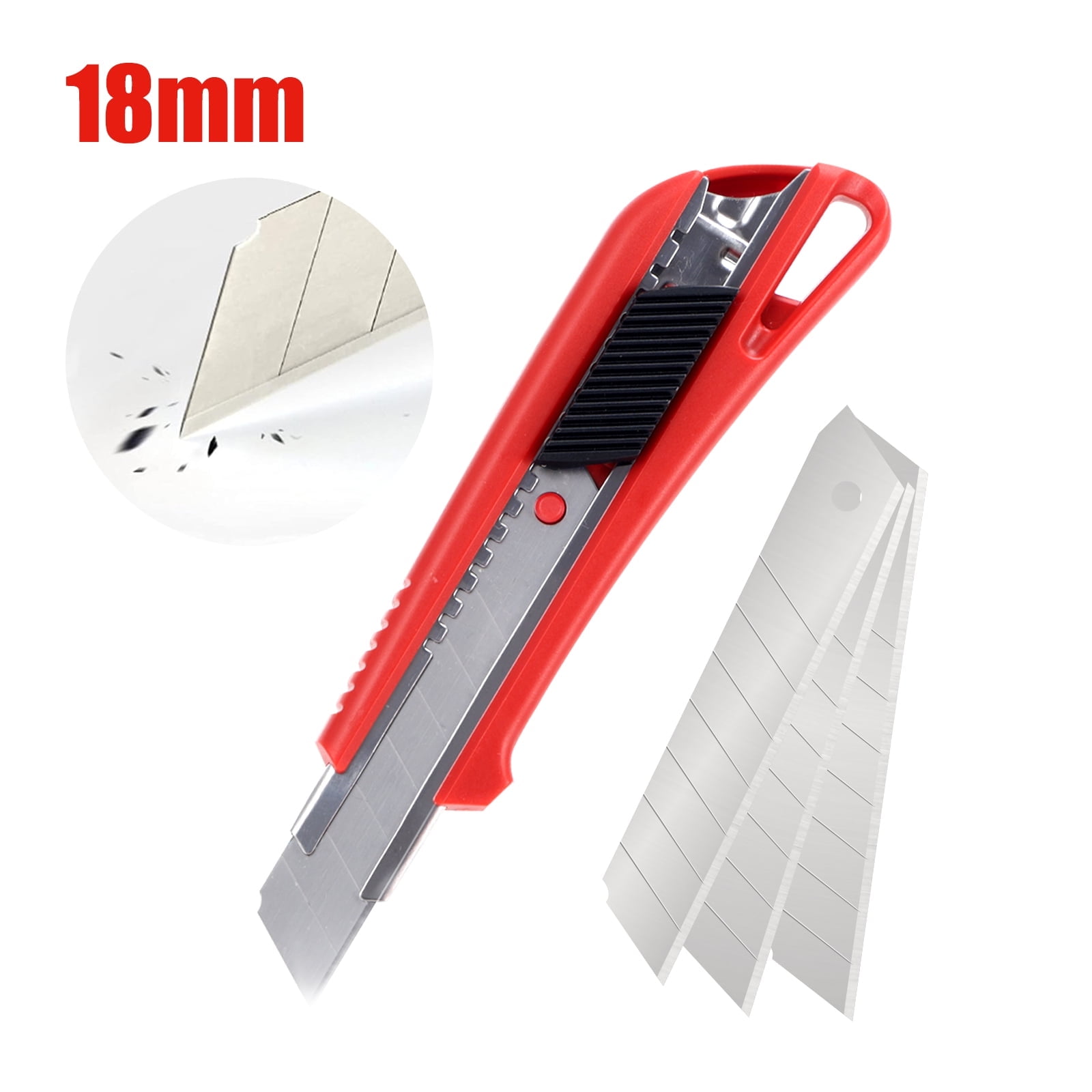 LONLEEYU Retractable Utility Knife, 18mm Heavy Duty Box Cutter with 6 ...