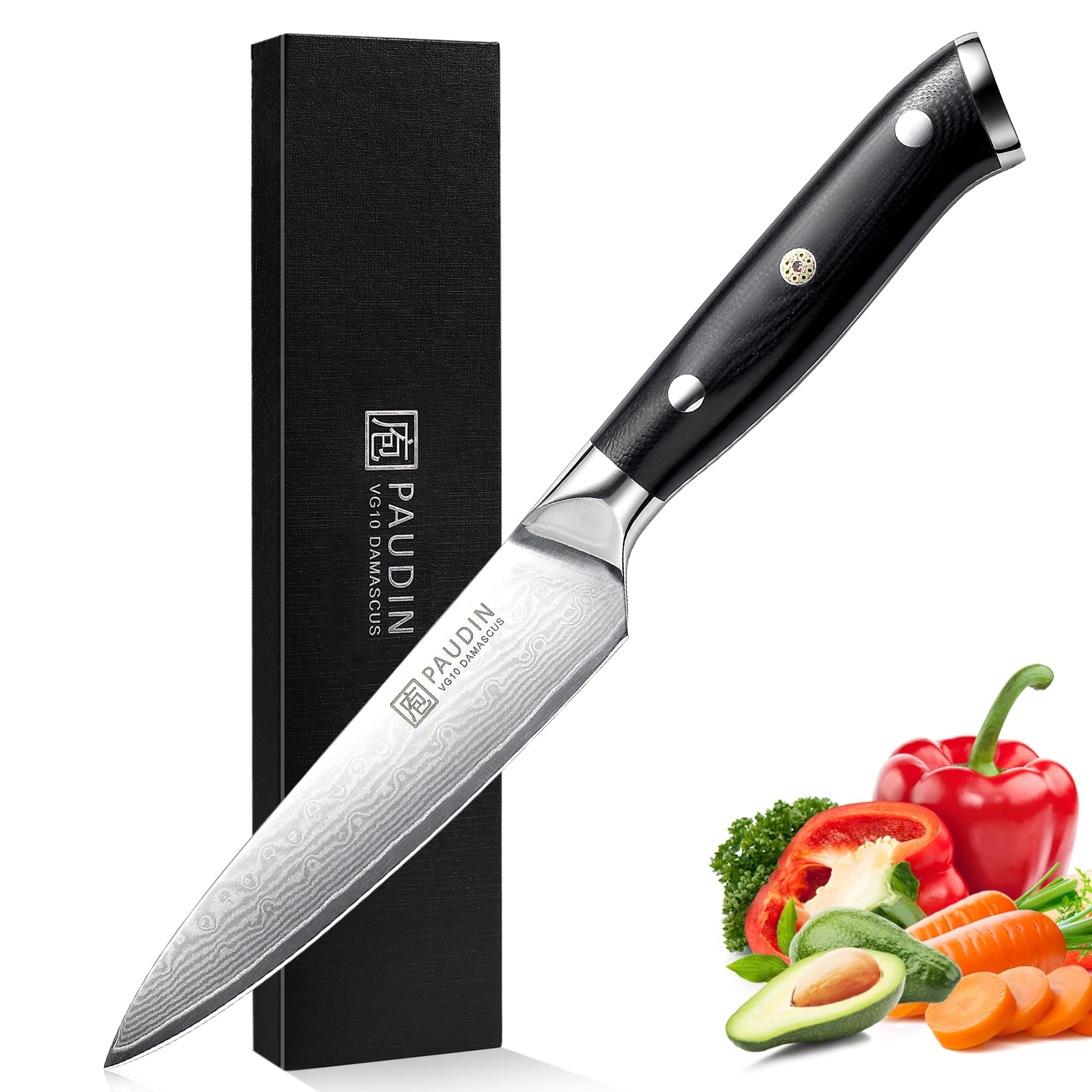 Utility Knife, Damascus Kitchen Knife, 67-Layer Forged Blade, Ultra ...