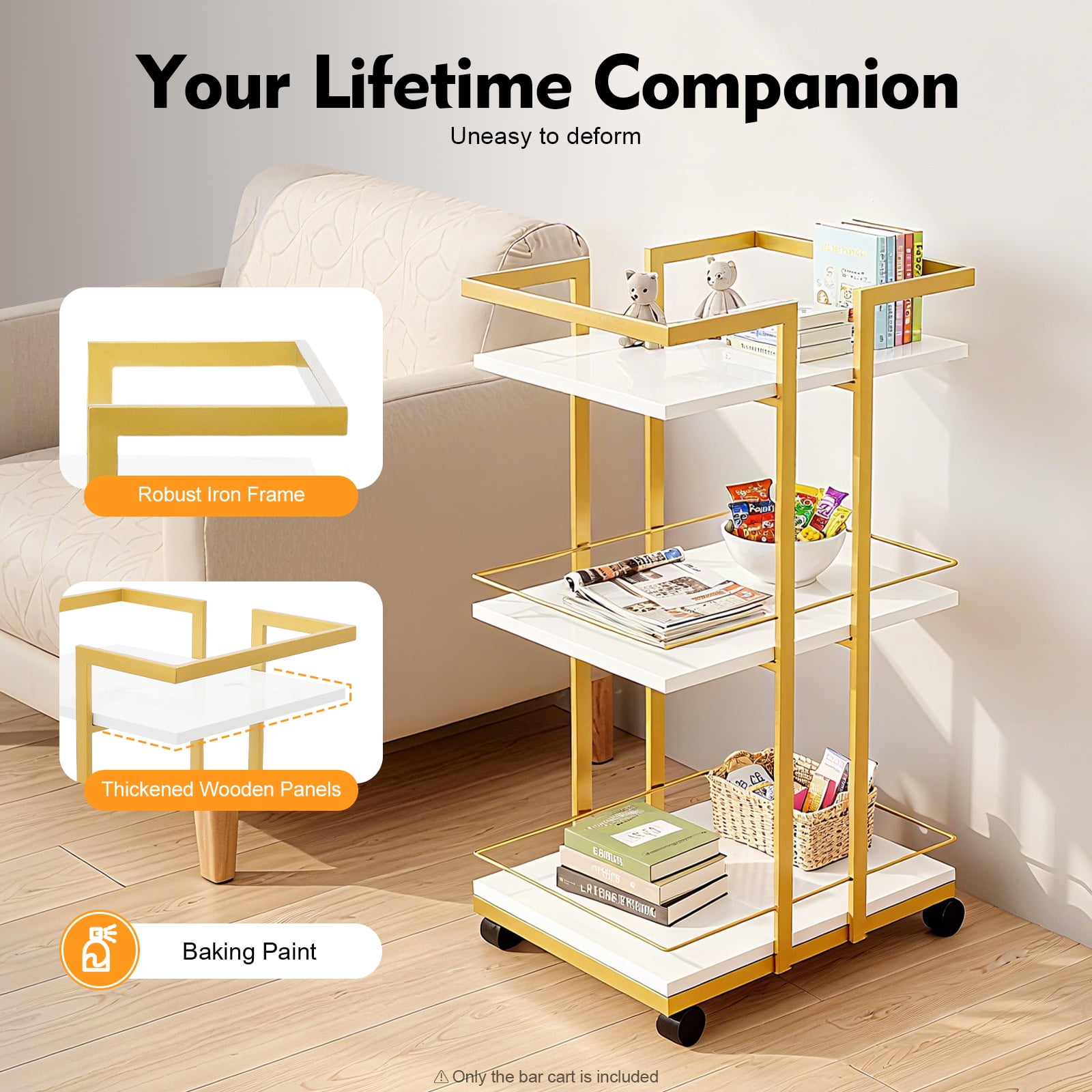 Utility Manicure Trolley Open Design Metal Storage Rolling Barber Cart ...