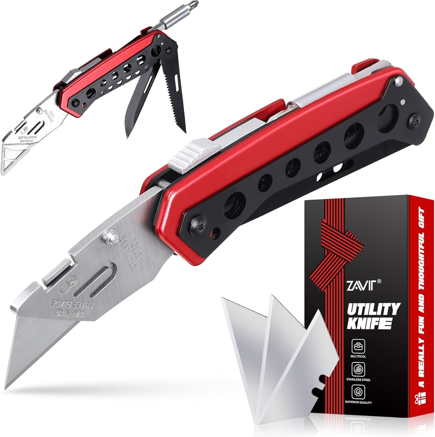 Utility Multitool Knife, Box Cutter, EDC, Work Folding Knifes, 6 in 1 ...