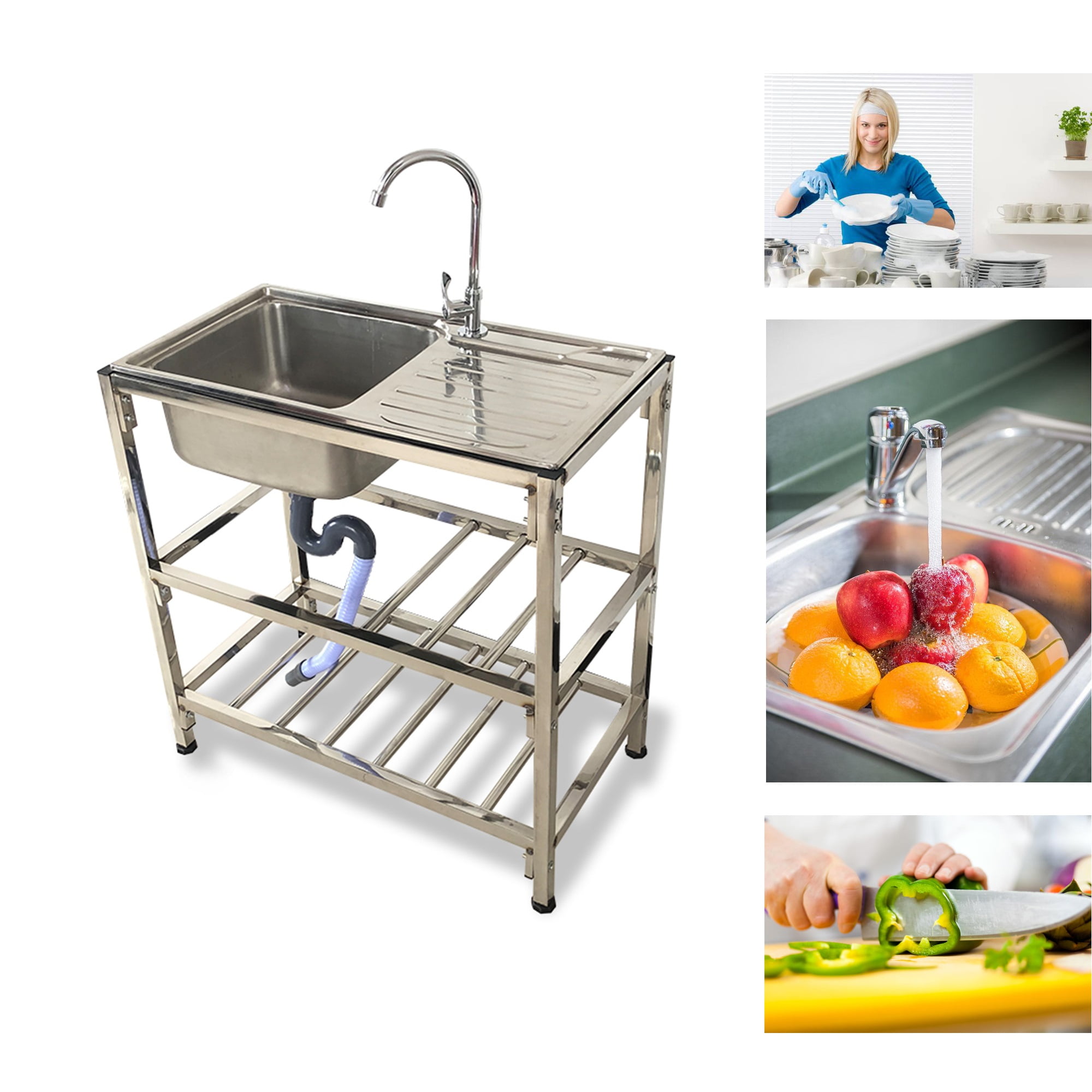 Utility Outdoor Kitchen Sink Laundry Sink With Cabinet Portable Sink ...
