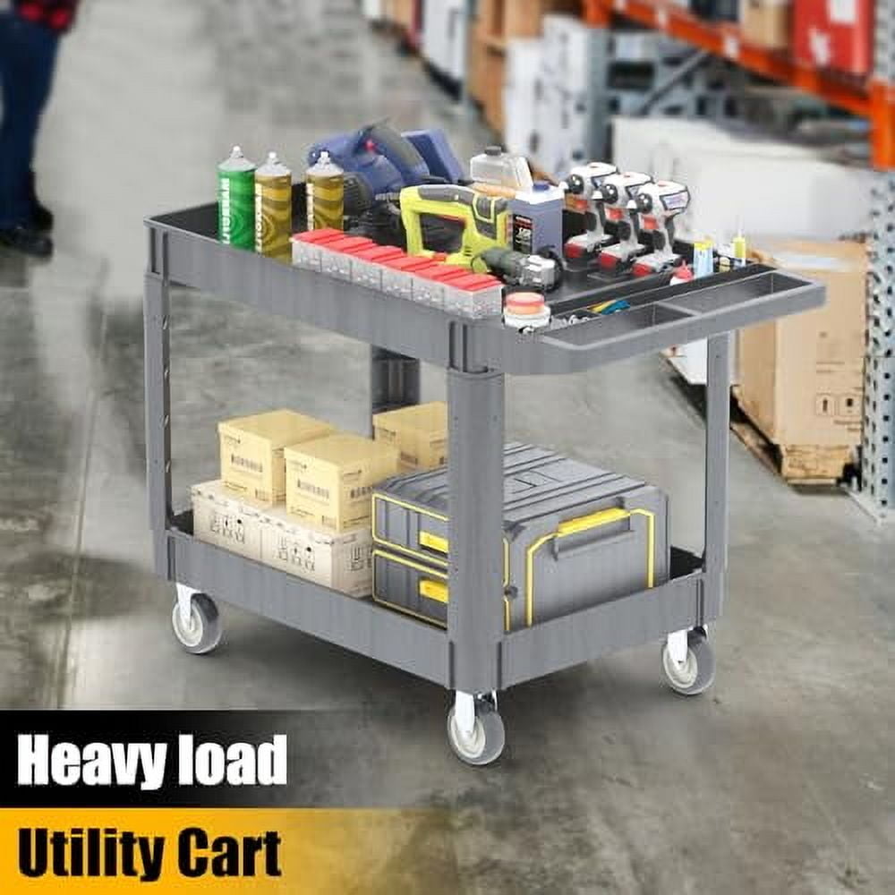 Utility Plastic Tool Cart, 46 x 26-Inch Rolling Service Cart Huge ...