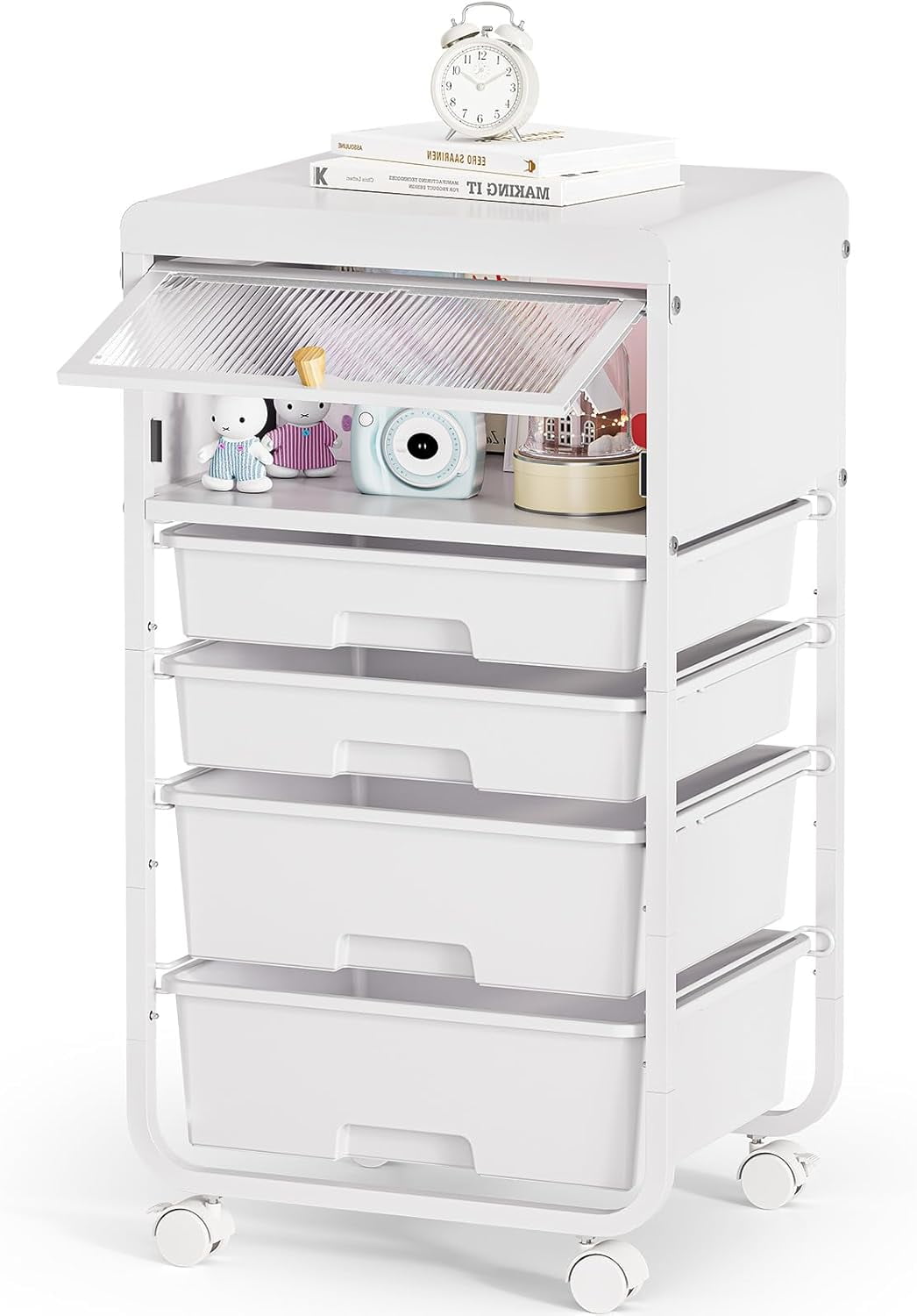 Utility-Rolling-Storage-Drawer-Craft-Cart-Organizers with 4 Drawers ...