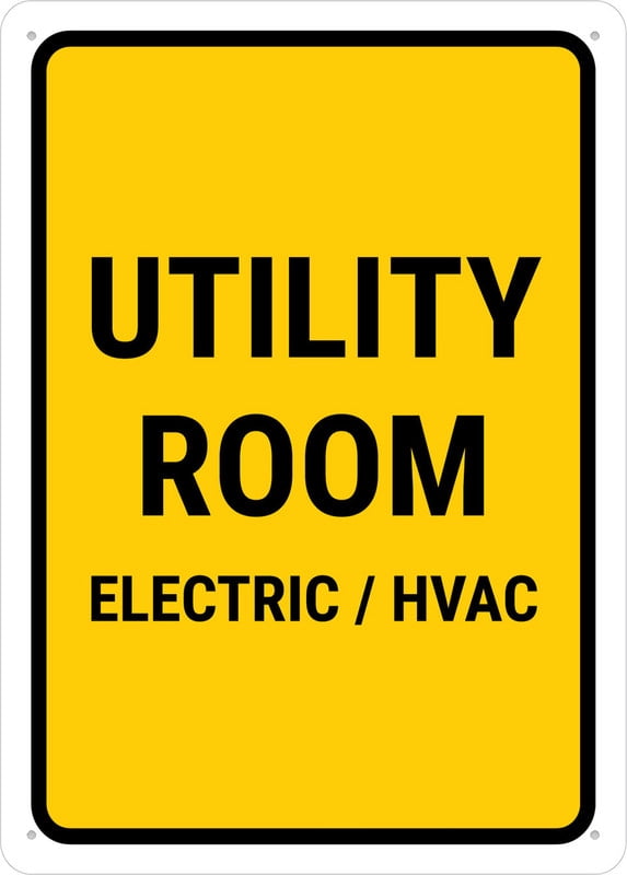 Utility Room Electric Hvac Portrait Sign Outdoor Metal Sign - 12 X 8 ...