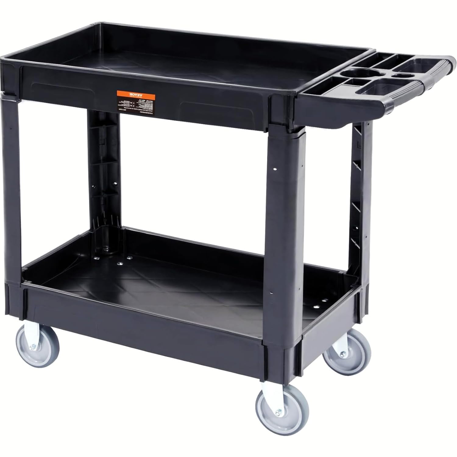 Utility Service Cart, 2 Shelf 550LBS Heavy Duty Plastic Rolling Utility ...