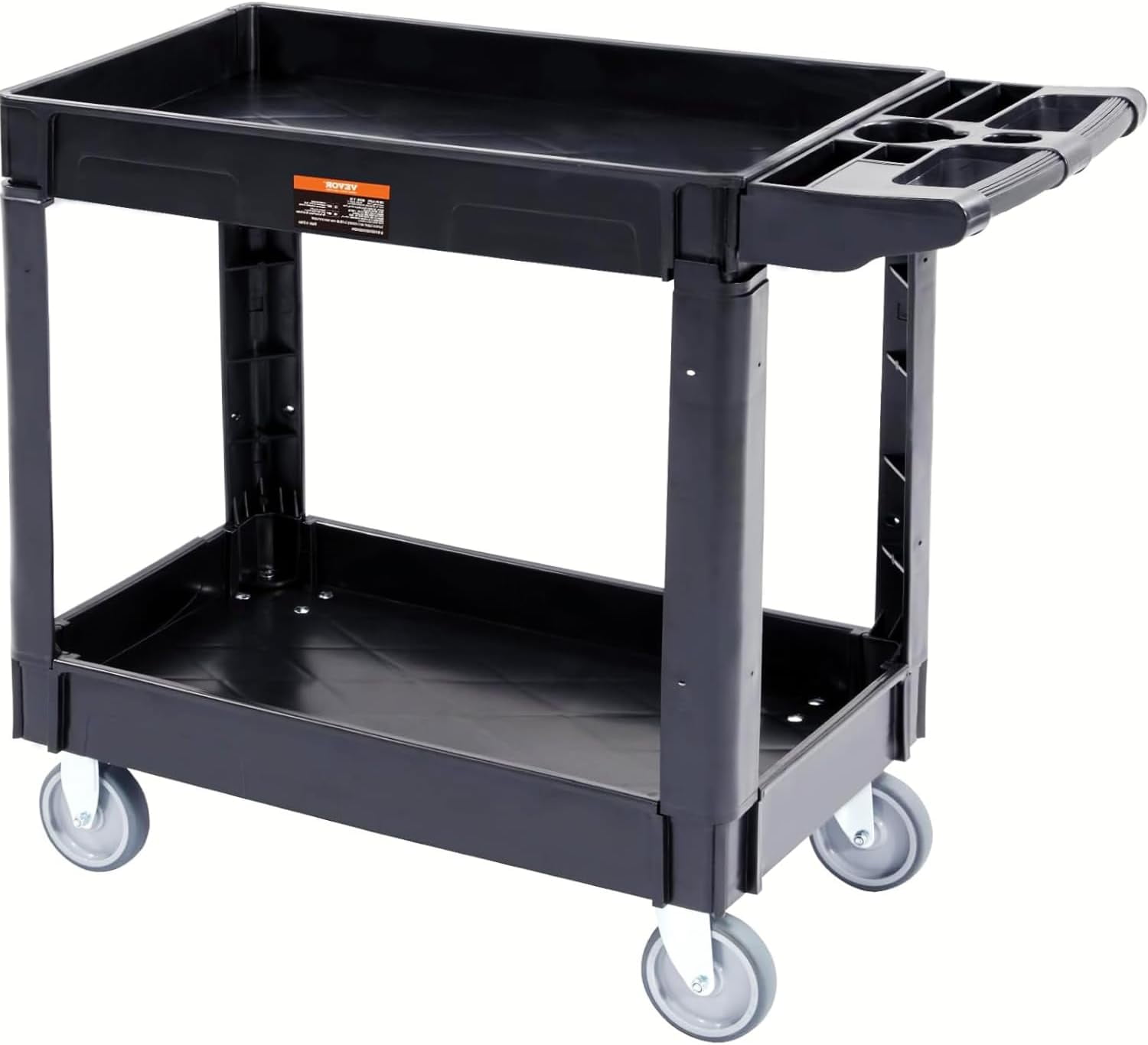 Utility Service Cart, 2 Shelf 550LBS Heavy Duty Plastic Rolling Utility ...