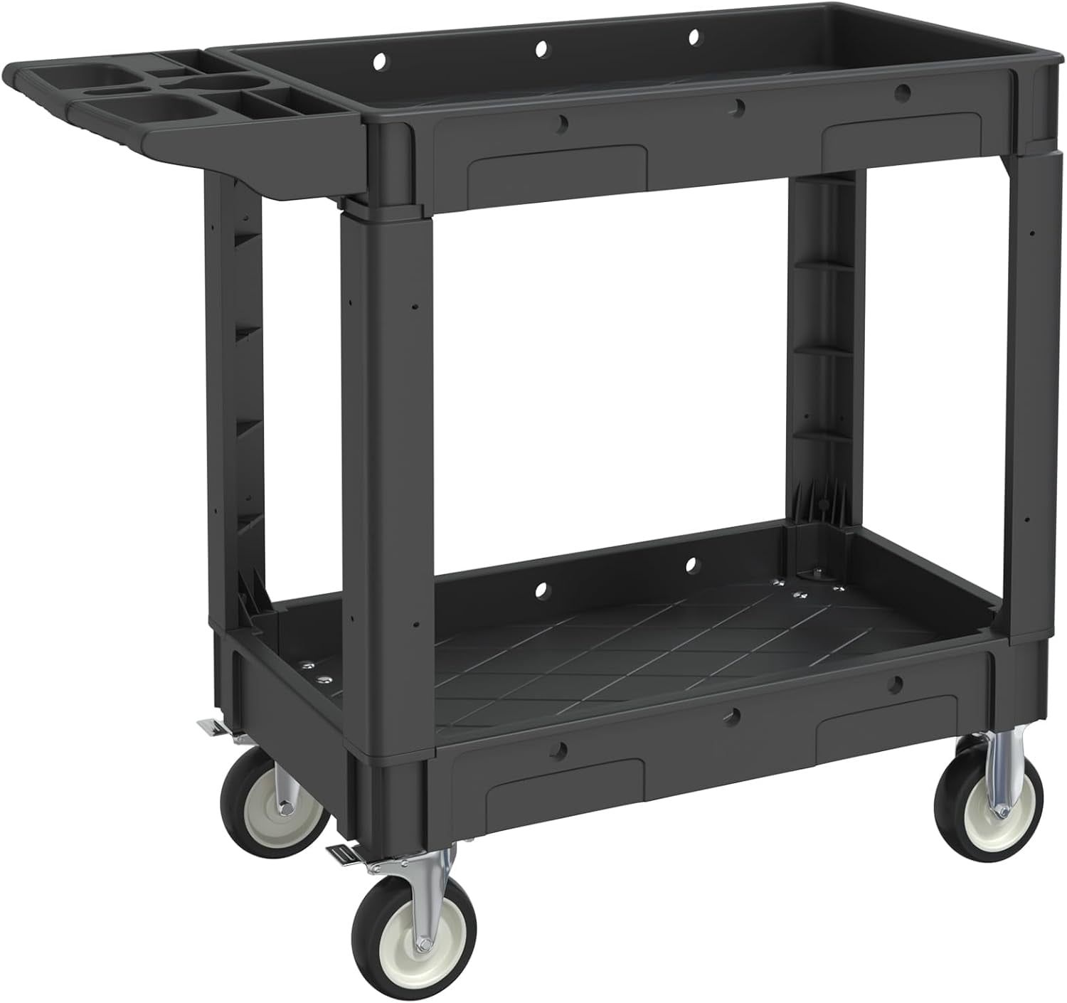 2 Tier Utility Cart 2-Tier Rolling Utility Cart - 550lb Capacity Mobile ...