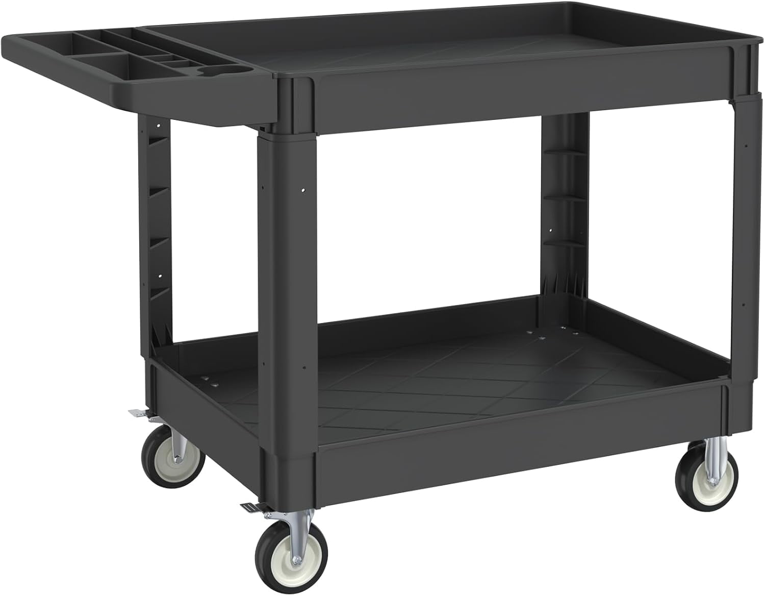 Utility Service Cart, 2 Shelf Heavy Duty Plastic Utility Cart, 550 lbs ...