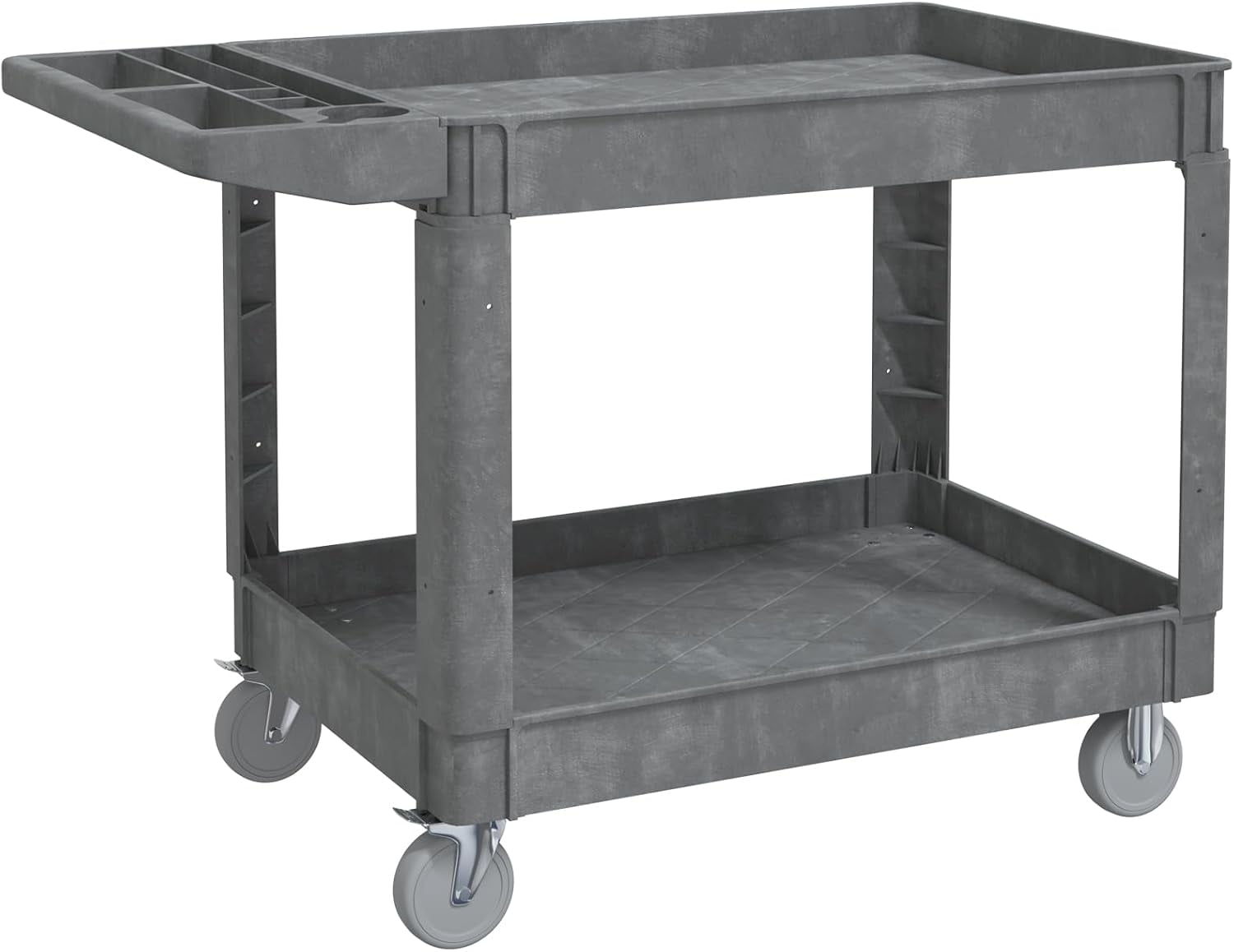 Utility Service Cart, 2 Shelf Heavy Duty Plastic Utility Cart, 550 lbs ...