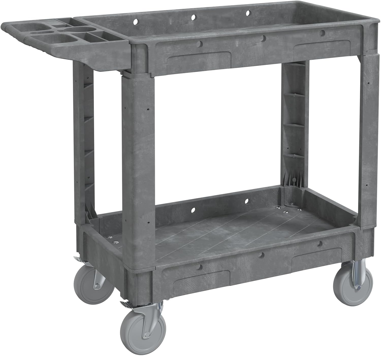 Utility Service Cart, 2 Shelf Heavy Duty Plastic Utility Cart, 550 lbs ...