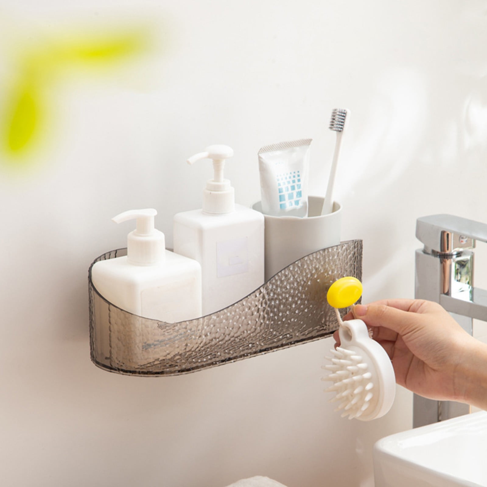 Utility Shelf, Transparent Toilet Rack, Wall-Mounted, Holds Cosmetics ...