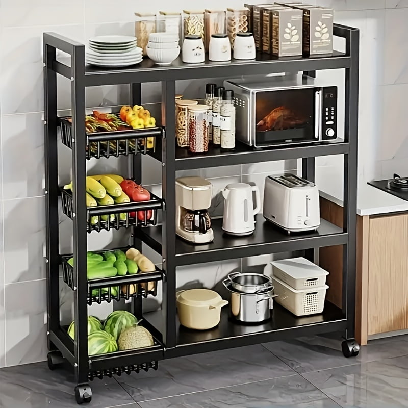 Utility Shelves 1pc Movable Storage Rack, Adjustable 4-Storey Kitchen ...