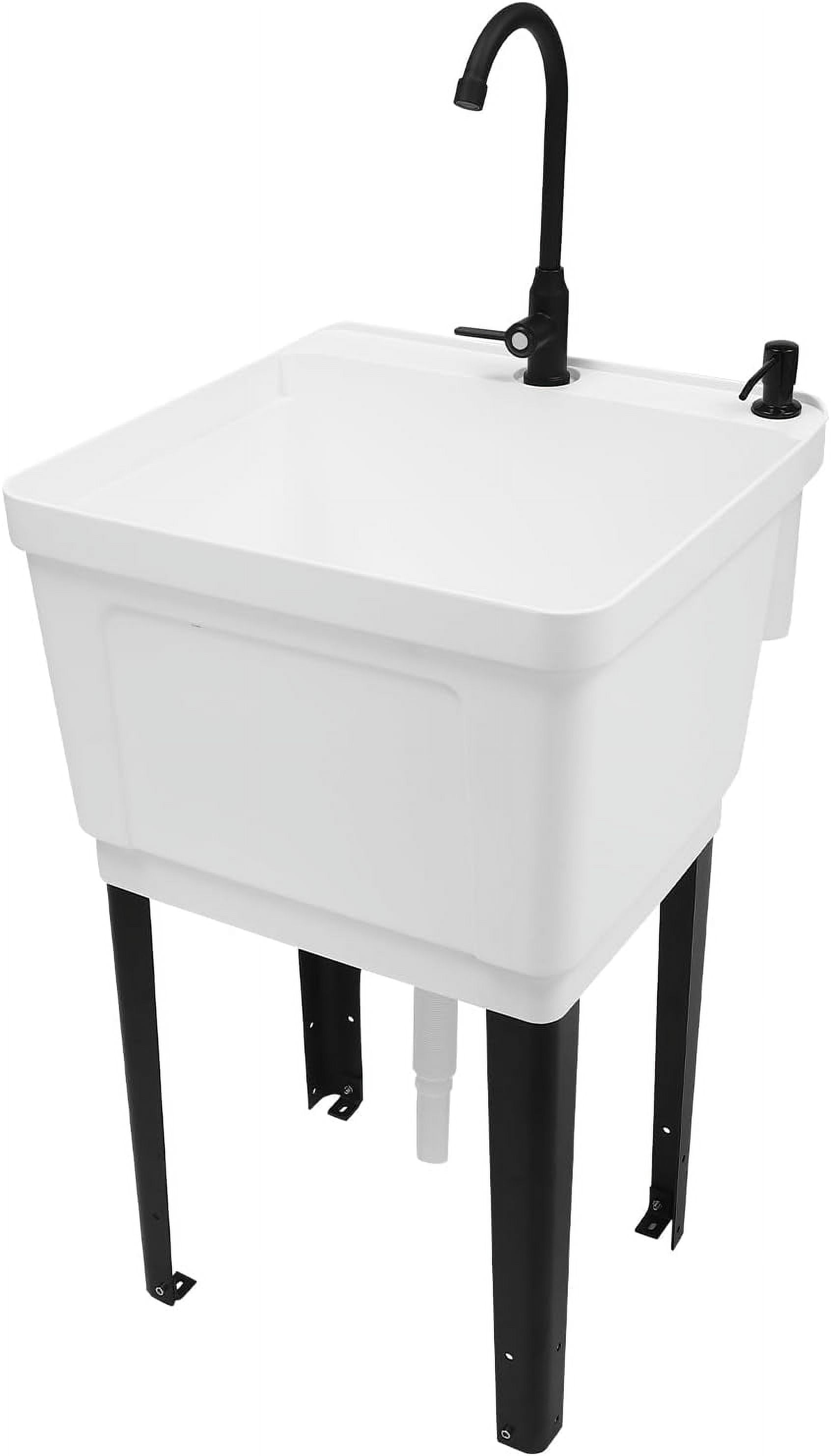 Utility Sink Freestanding Laundry Tub Sink with 360° Rotatable Faucet ...