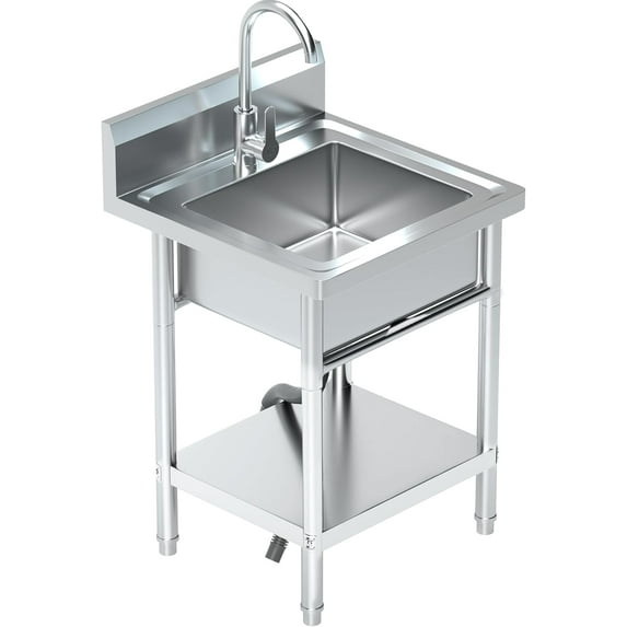 Utility Sink Freestanding Single Bowl Laundry Sink with Hot and Cold ...