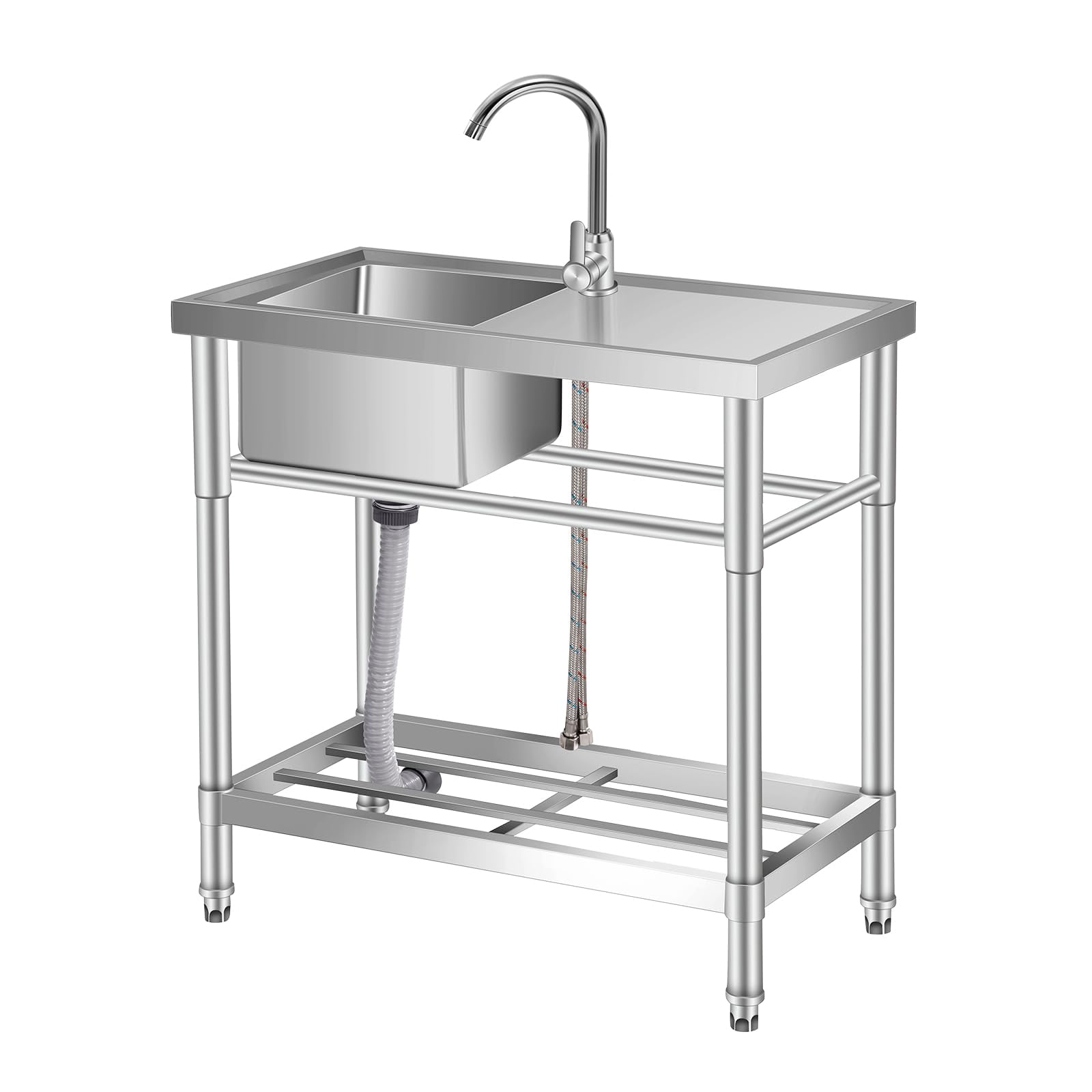 Utility Sink, Freestanding Single Bowl Laundry Sink with Hot and Cold ...