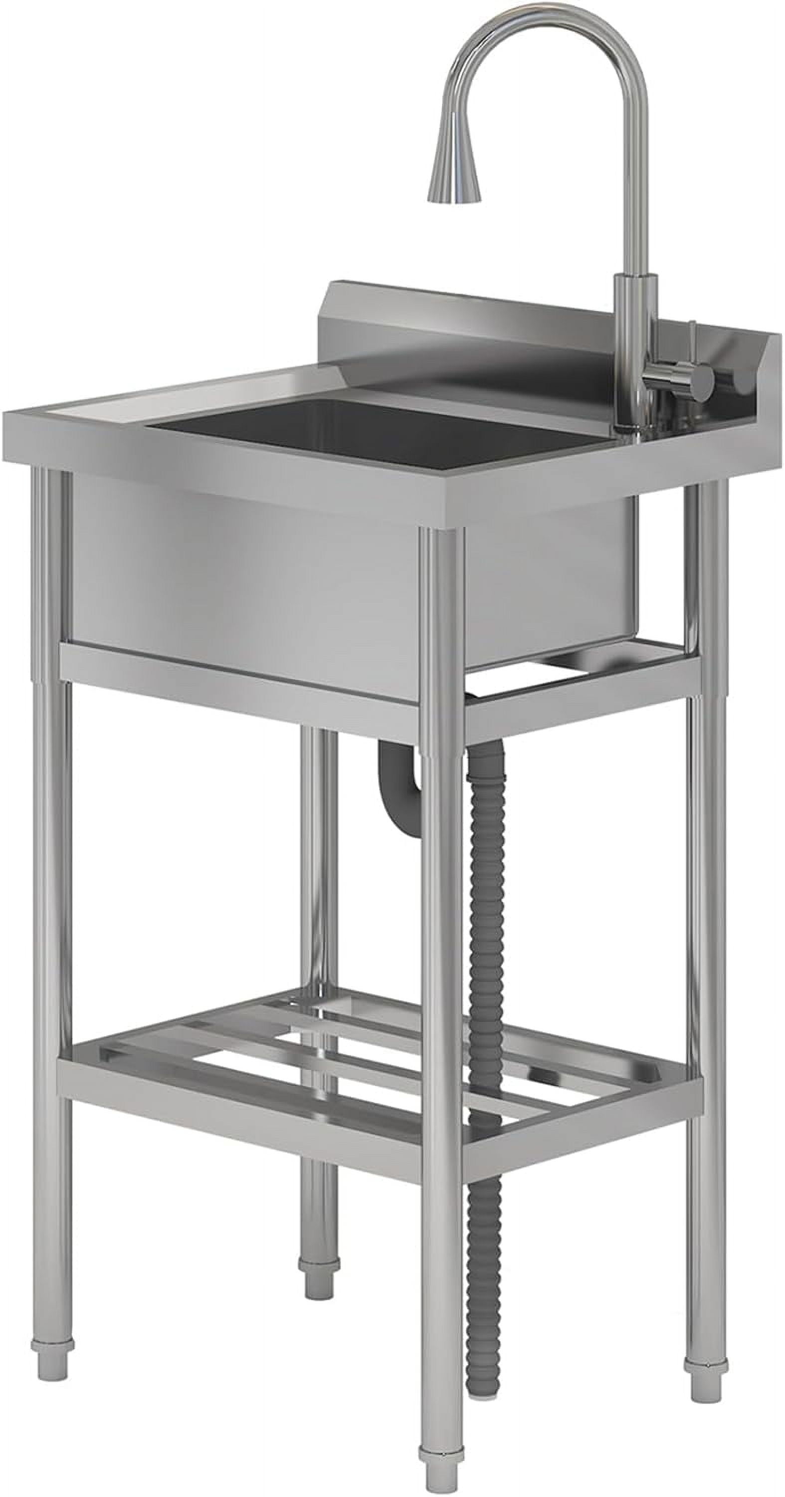 Utility Sink With Faucet & Cold and Hot Water Pipes, Free Standing Sink ...