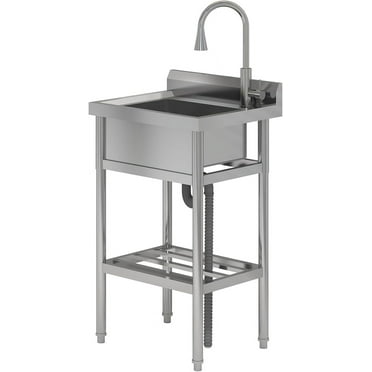 TROPOW 24x20x42 Inch Stainless Steel Utility Sink, Freestanding Single ...