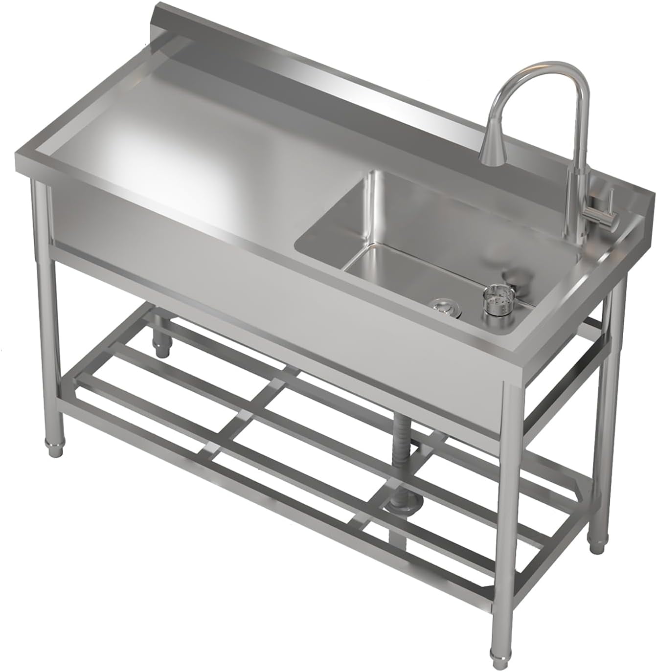 Utility Sink With Faucet & Cold and Hot Water Pipes, Free Standing Sink ...