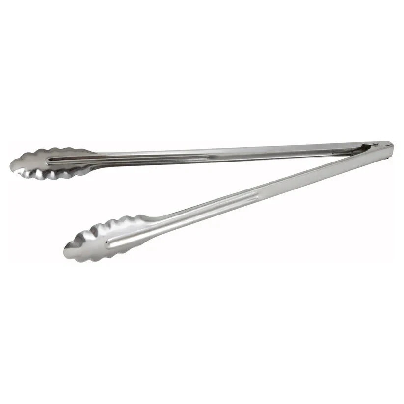 Utility Tong Coiled Spring Scalloped Edges Medium Weight Stainless ...