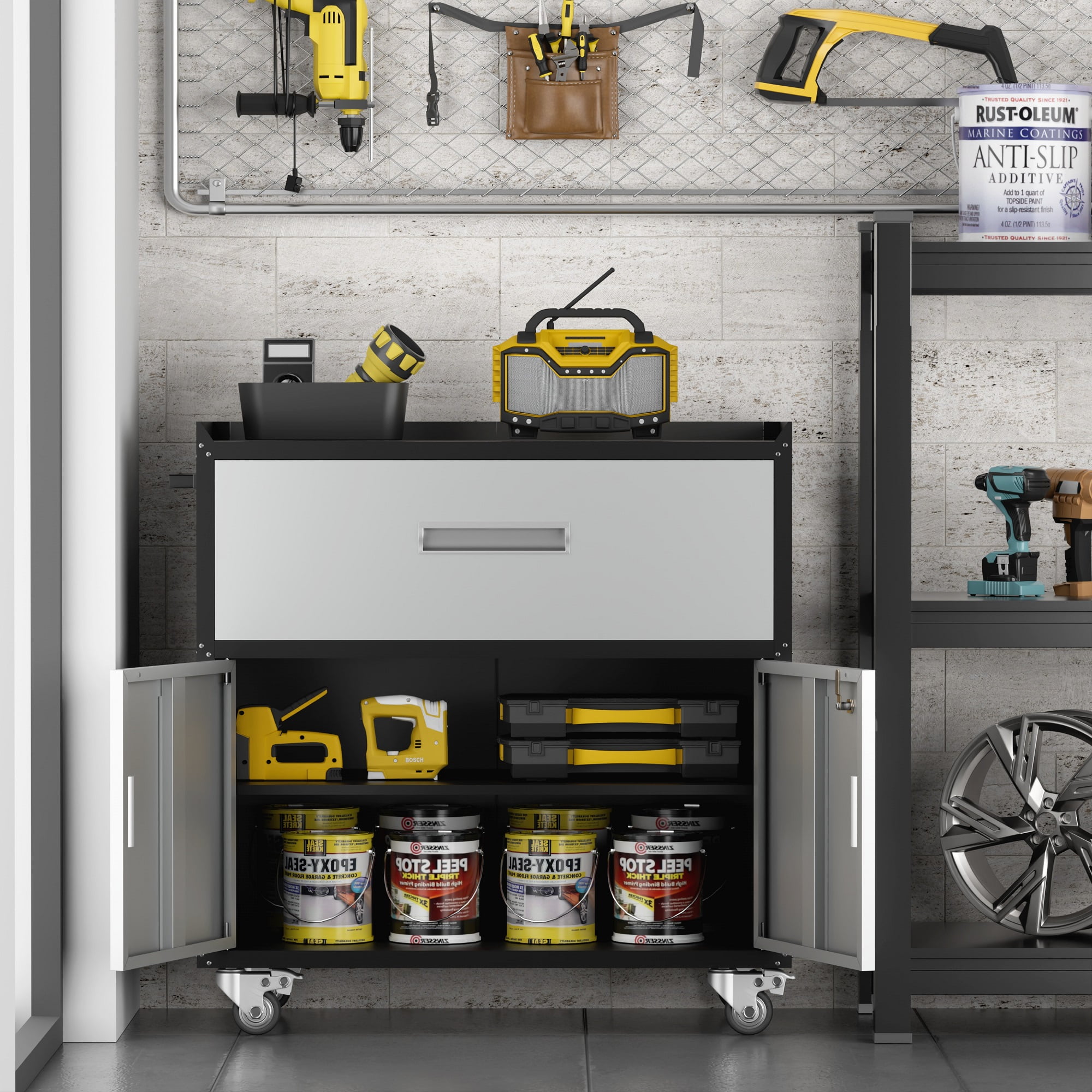 Utility Tool Carts Metal garage cabinets, rolling tool cart boxes with ...