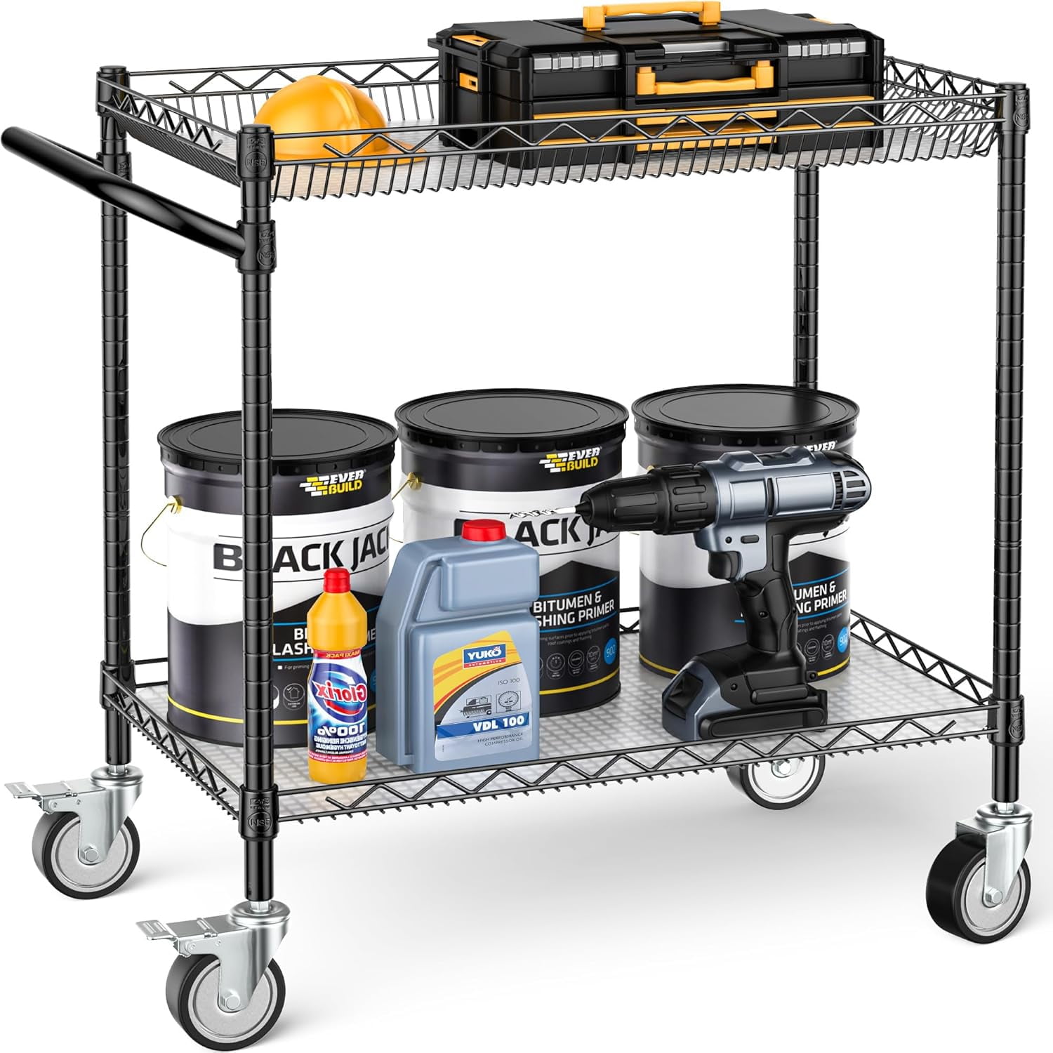 Utility Tool Carts with Wheels, 900LBS Capacity Heavy Rolling Cart with ...