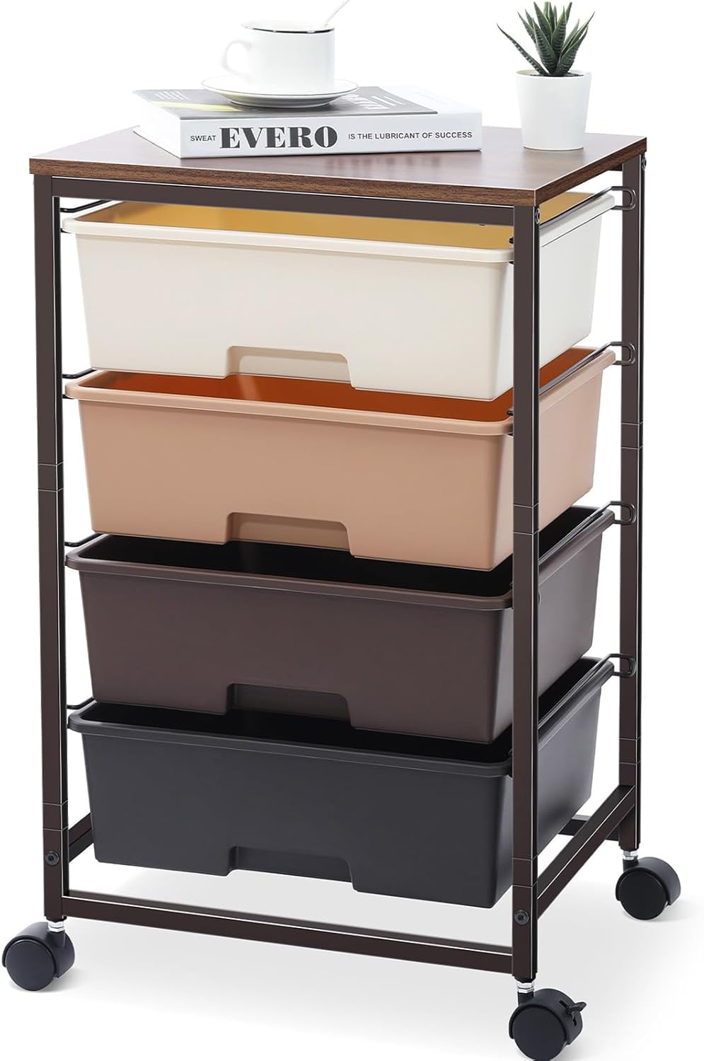 Utility cart with drawers, rolling storage cart with drawers, rolling ...