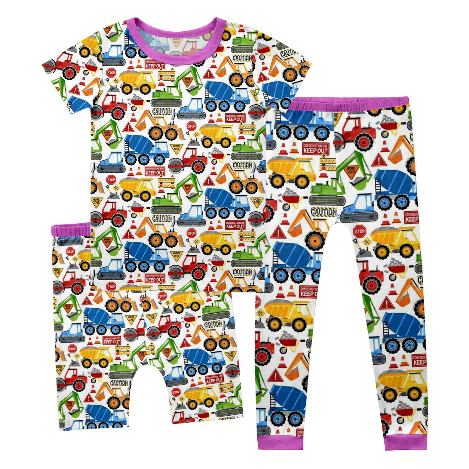 Utlike 3 Pack Boys Pajama Set Cartoon Print Sleepwear Elastic Waist ...
