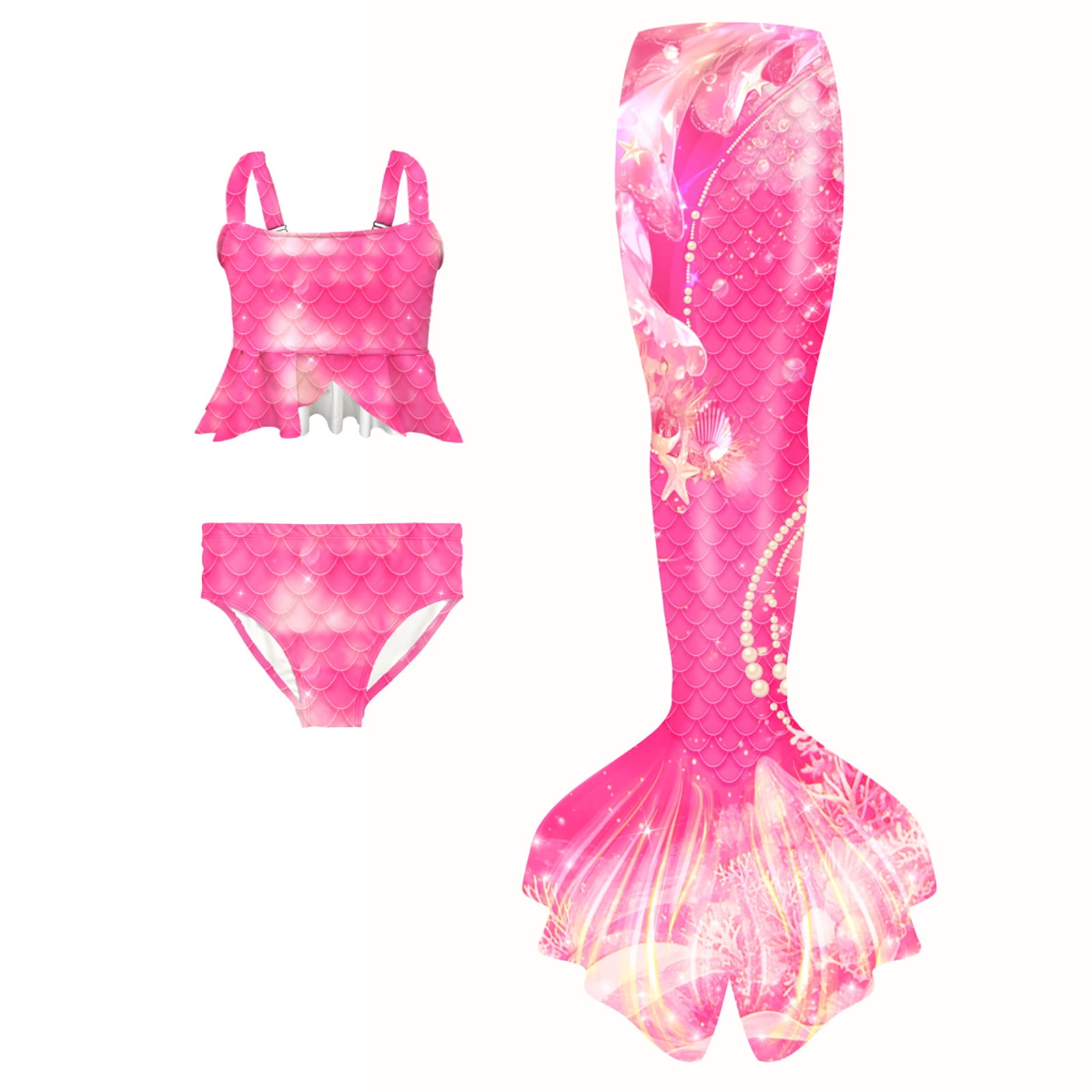 Utlike 3 Pack Girls Swimsuit Rainbow Bathing Suits Bikini Fish Tail Set ...