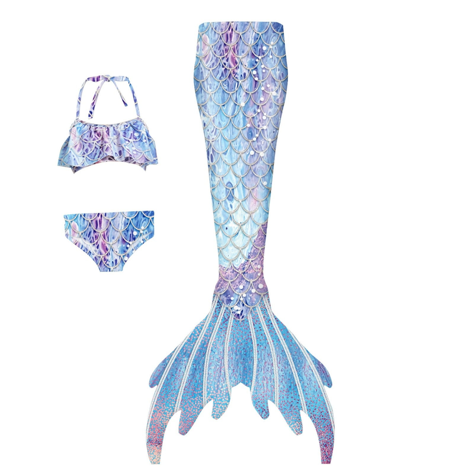 Utlike 3 Pack Girls Swimsuit Rainbow Bathing Suits Bikini Fish Tail Set ...
