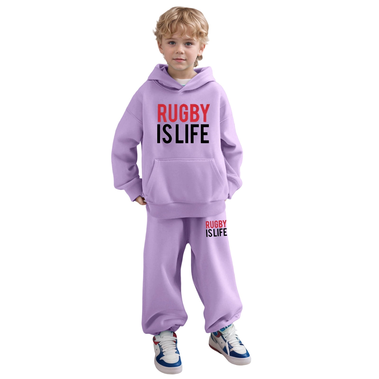 Utlike Boys Hooded Sweatshirt Outfits Rugby Letter Printed Sweatshirt ...
