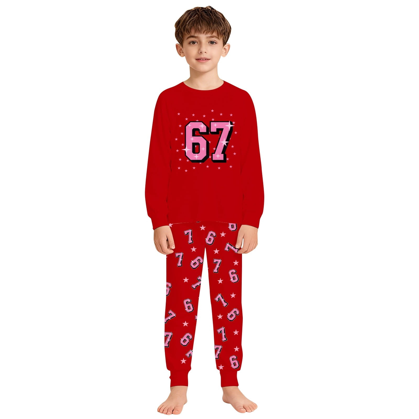 Utlike Boys Outfit Number Print Loungewear Two Piece Pajamas ...