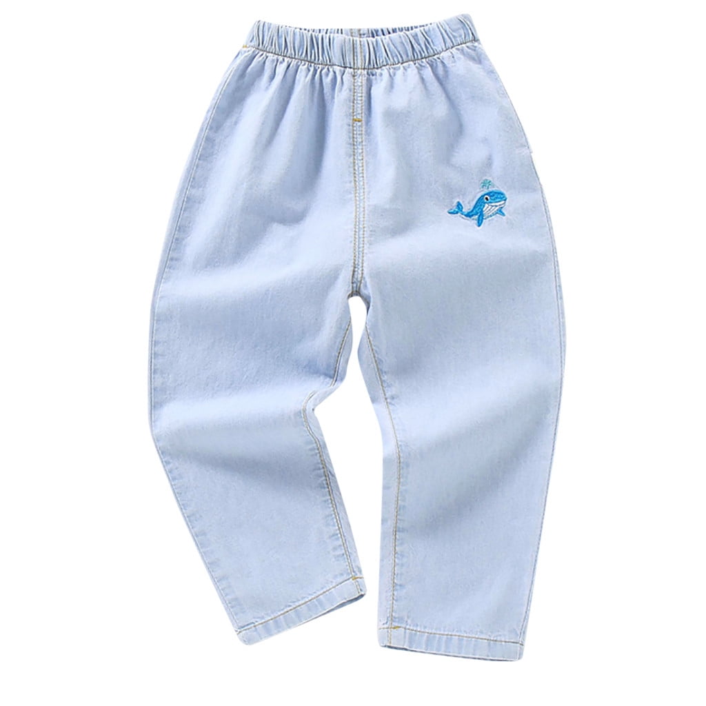 Utlike Boys Pants Children Baby Cartoon Hole Denim Long Pants Elastic ...