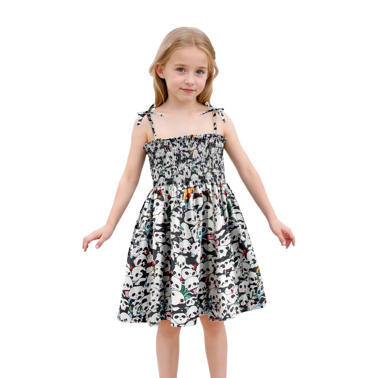 Utlike Elegant Baby Girls Dresses Floral Print Strappy Dress ...
