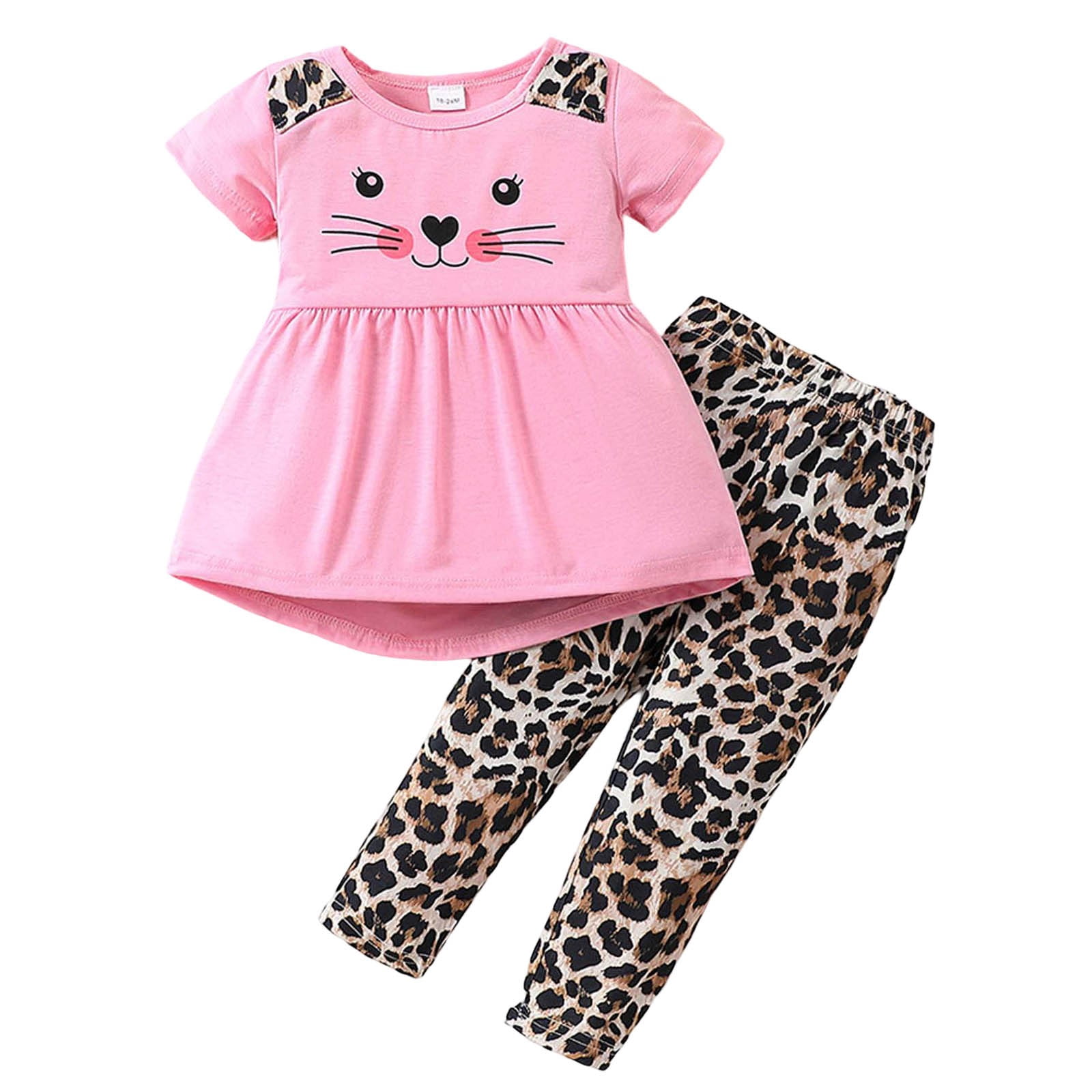 Utlike Girls Clothing Set Baby Summer 2 Piece Outfit Cat Print Pullover ...