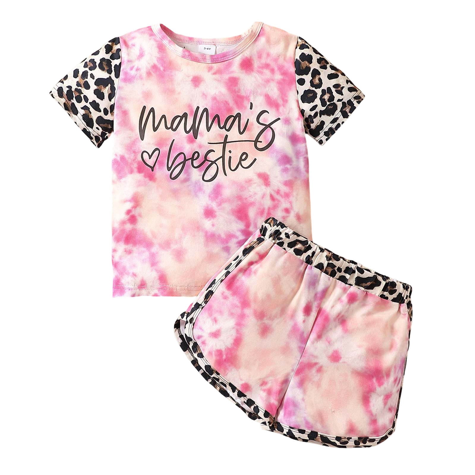 Utlike Girls Clothing Set Leopard Print & Tie Dye Two Piece Set Summer ...
