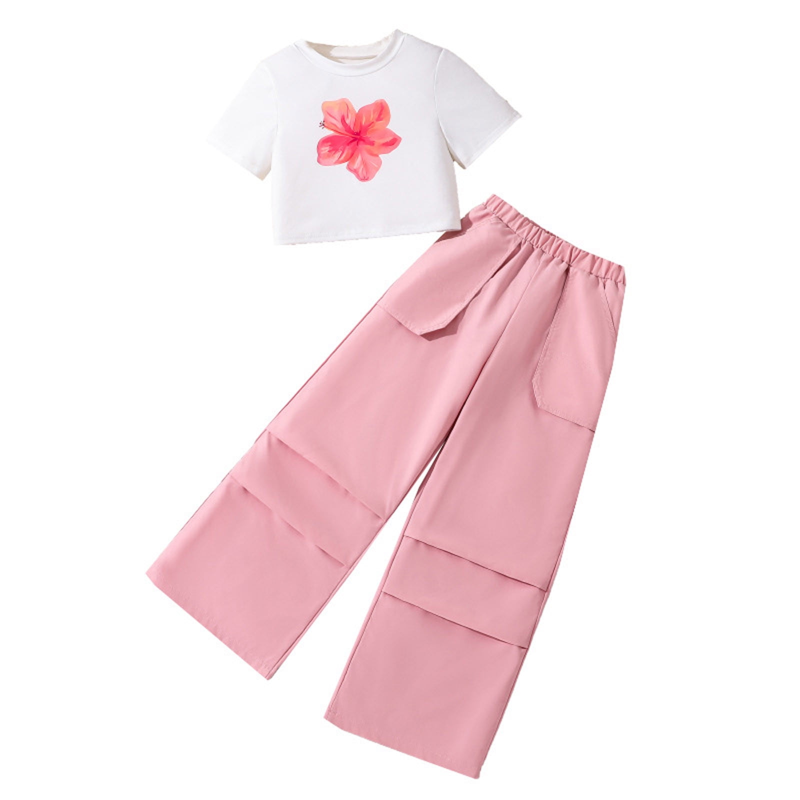 Utlike Girls Clothing Set Summer Short Sleeve Flowers Prints Top And ...