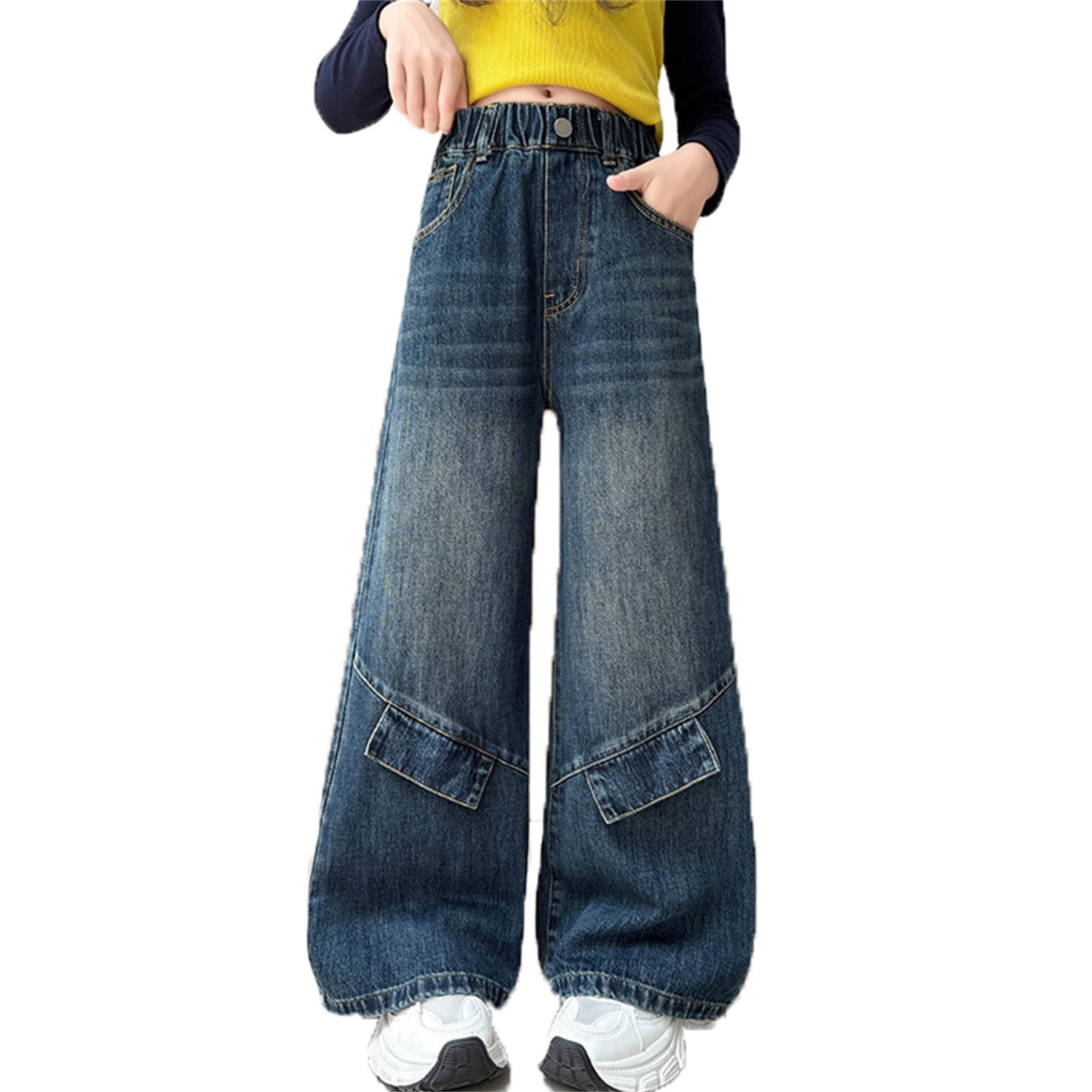 Utlike Girls Denim Pants School Uniform For Girls High Waisted Jeans ...
