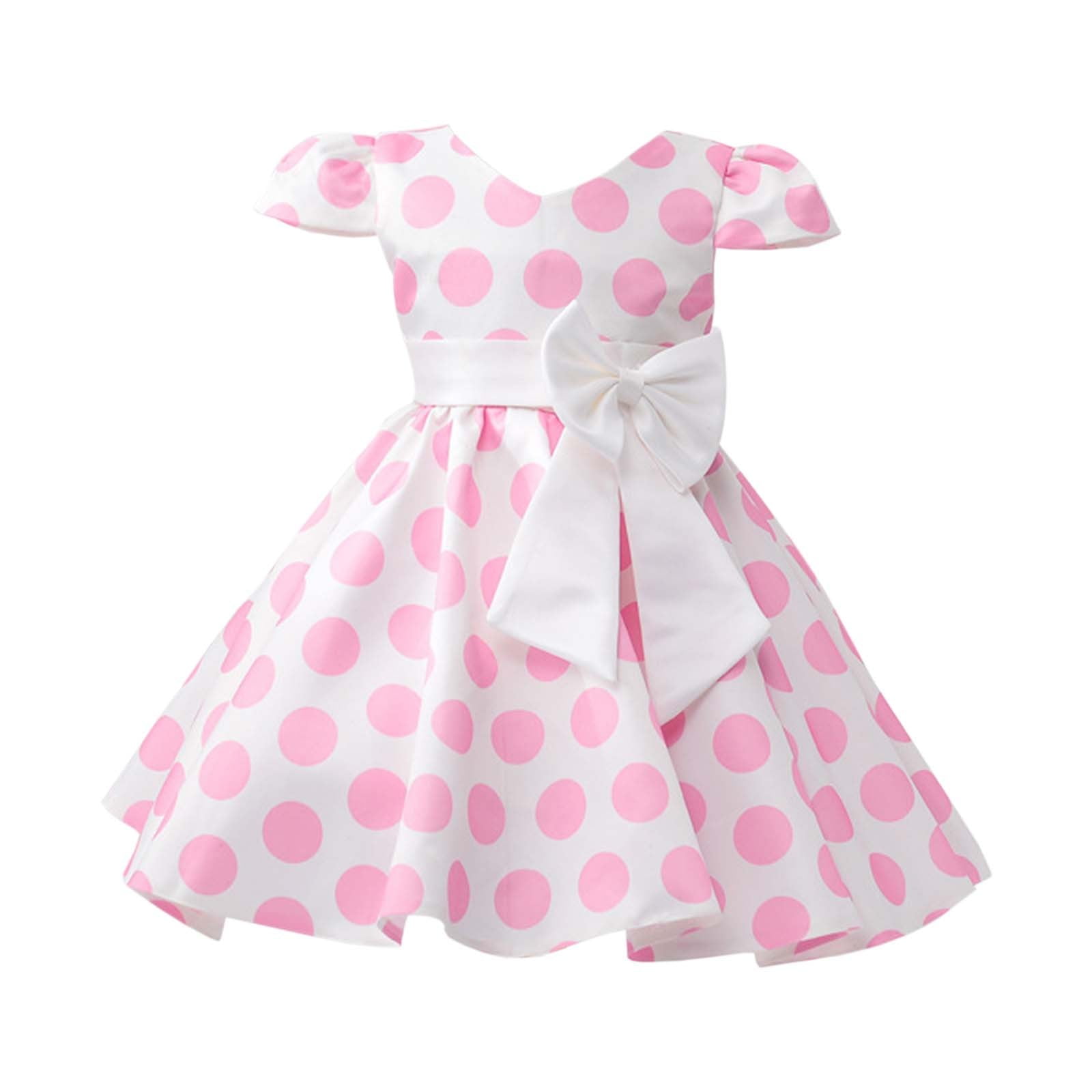 Utlike Girls Dress White Polka Dot Tutu Dress Elegant Bow Belt ...